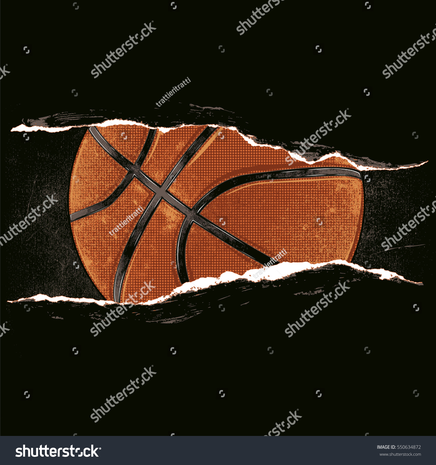Basket Ball Behind Rip Stock Vector 550634872 - Shutterstock