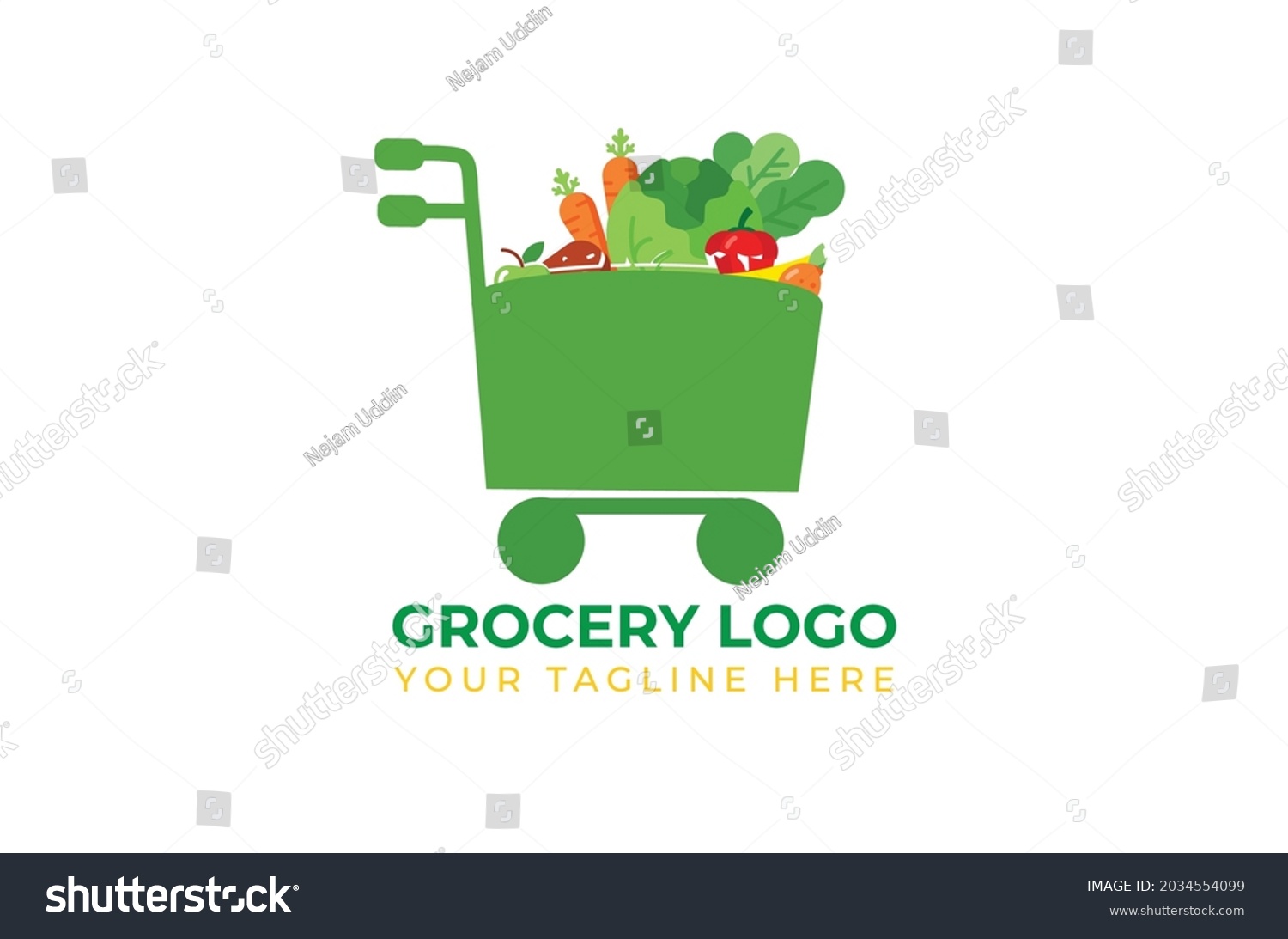 Basket Grocery Logo Design Vector Template Stock Vector (Royalty Free ...