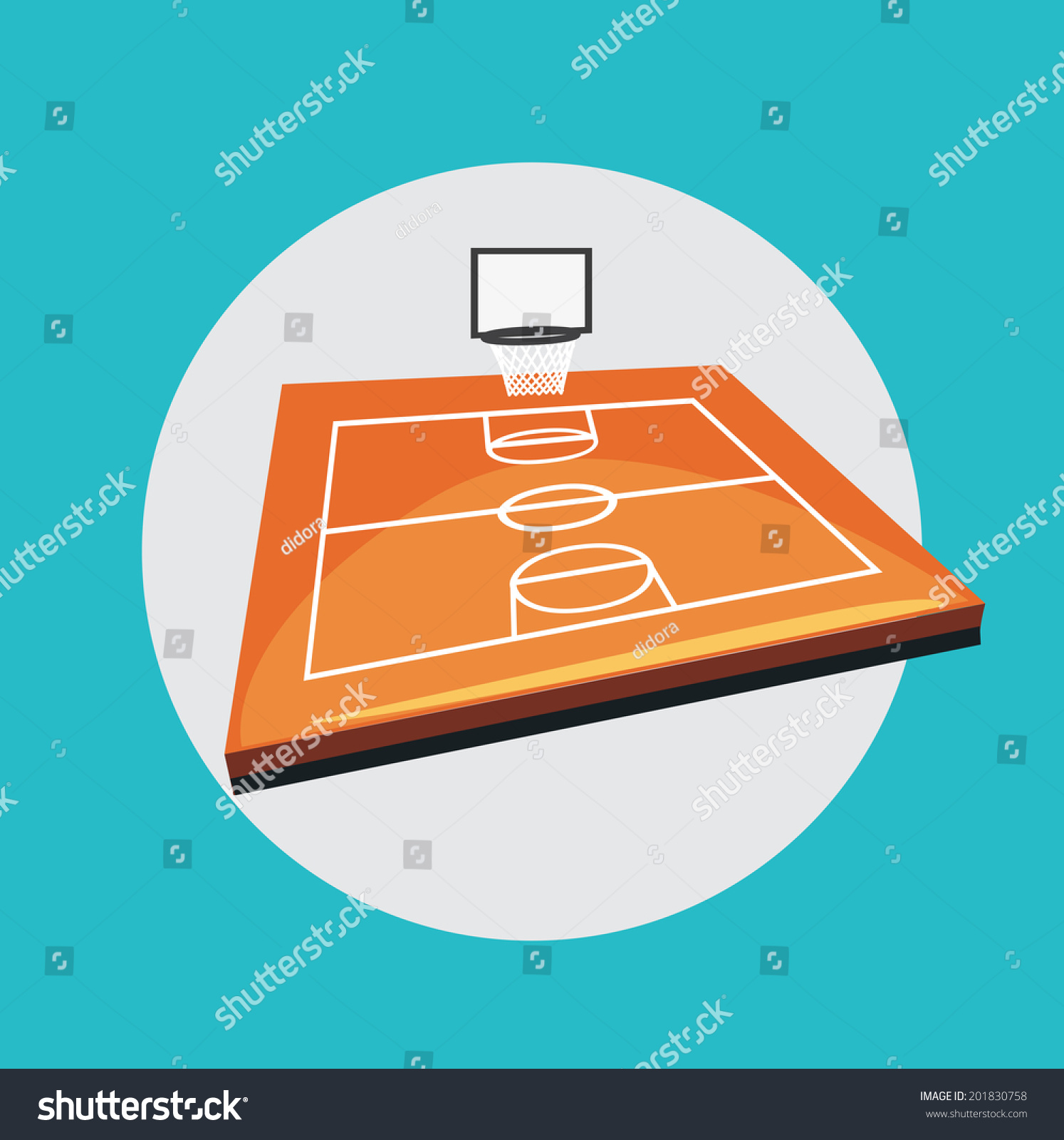 Basketball Field Flat Design Vector Stock Vector (Royalty Free ...