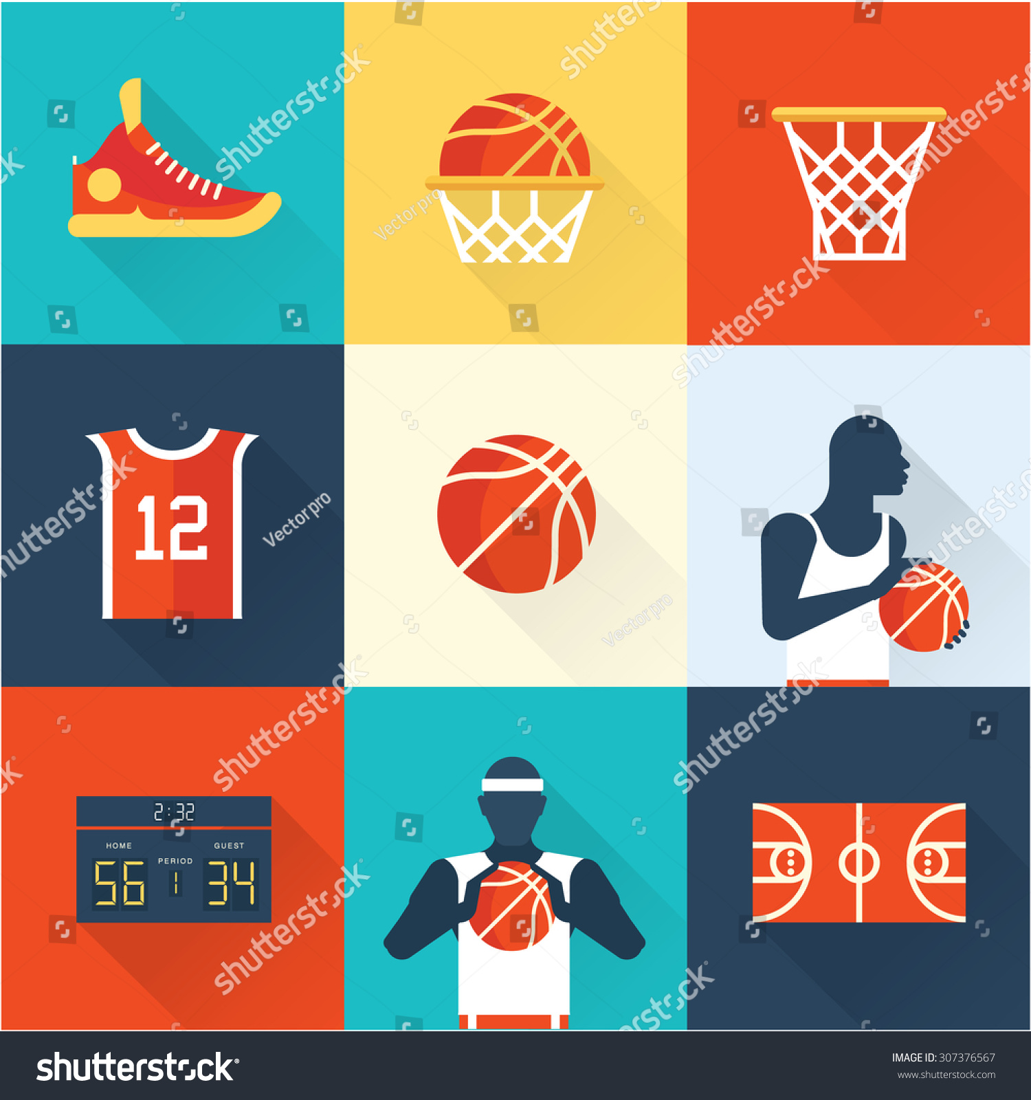 Basketball Icons Stock Vector (Royalty Free) 307376567