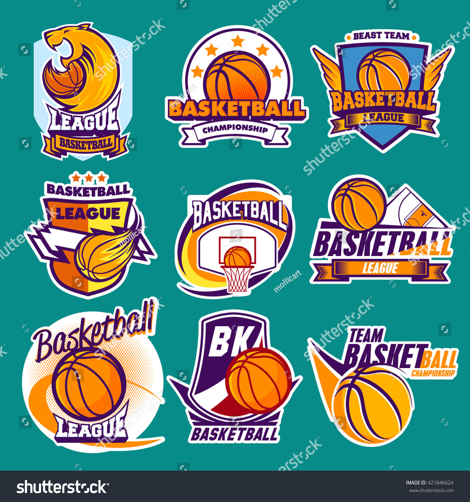 Basketball Labels Stock Vector 421846624 - Shutterstock