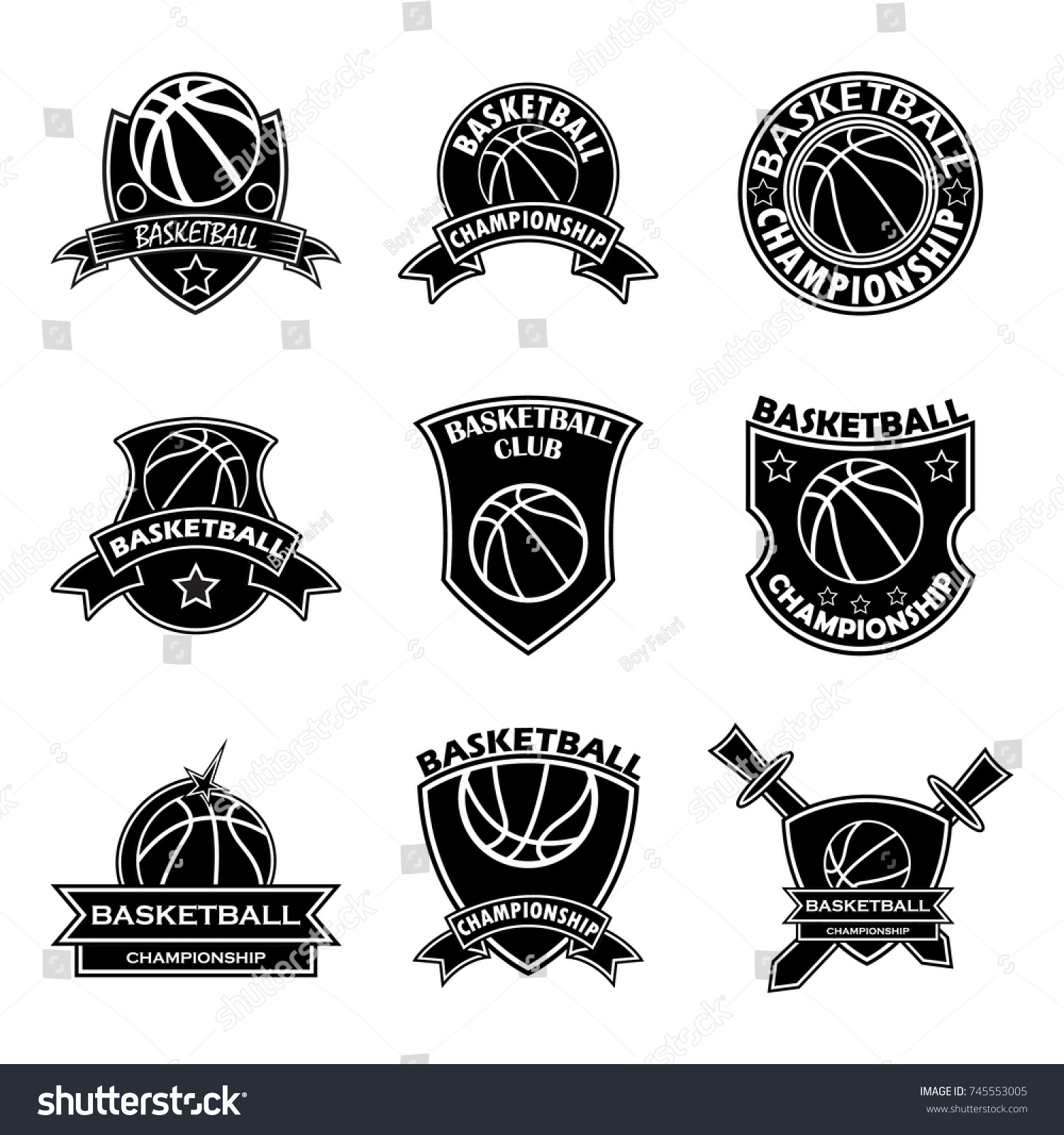 Basketball Logo Set Stock Vector (Royalty Free) 745553005