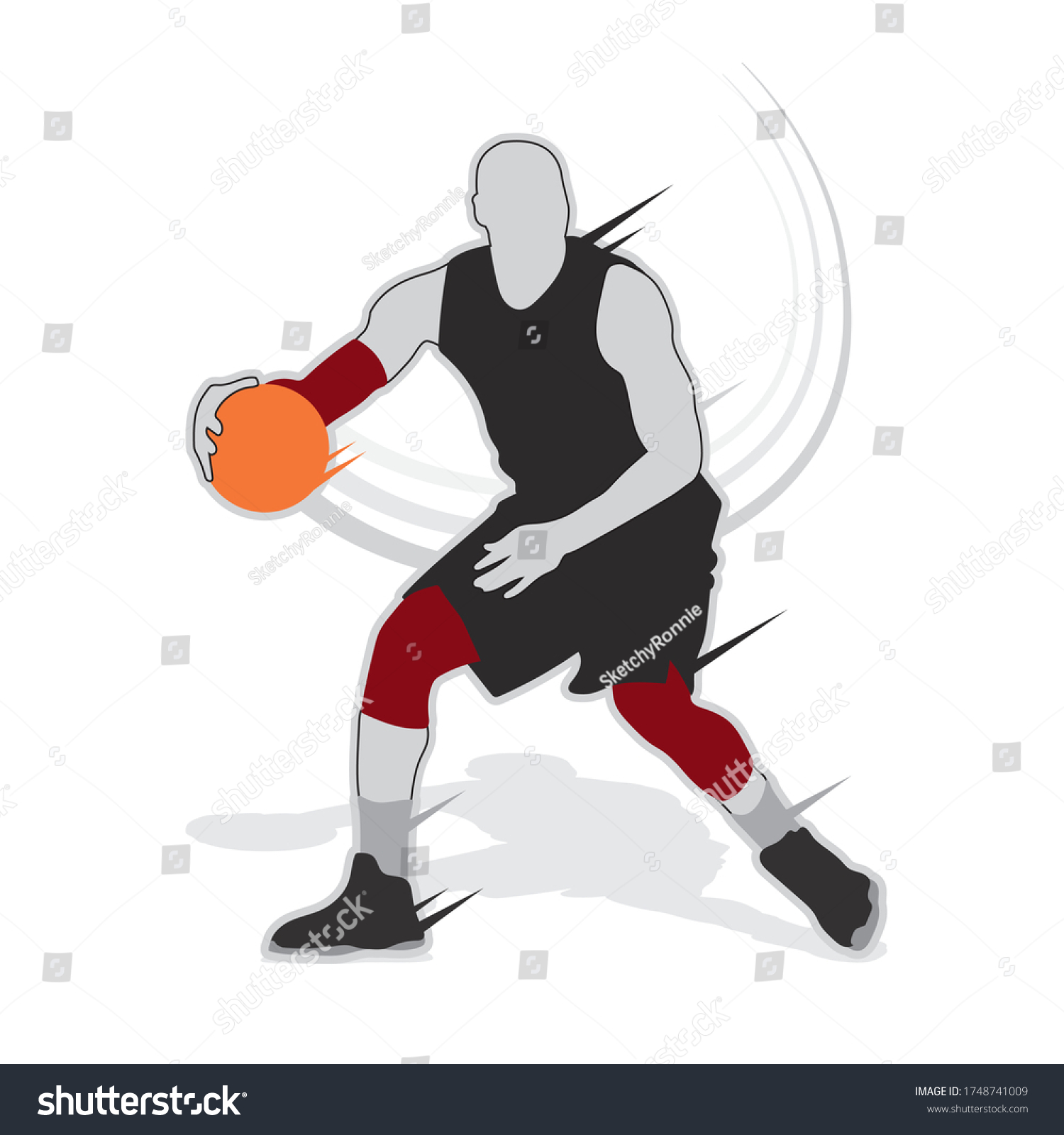 Basketball Player Shape Silhouette Vector Set 库存矢量图（免版税）1748741009 ...