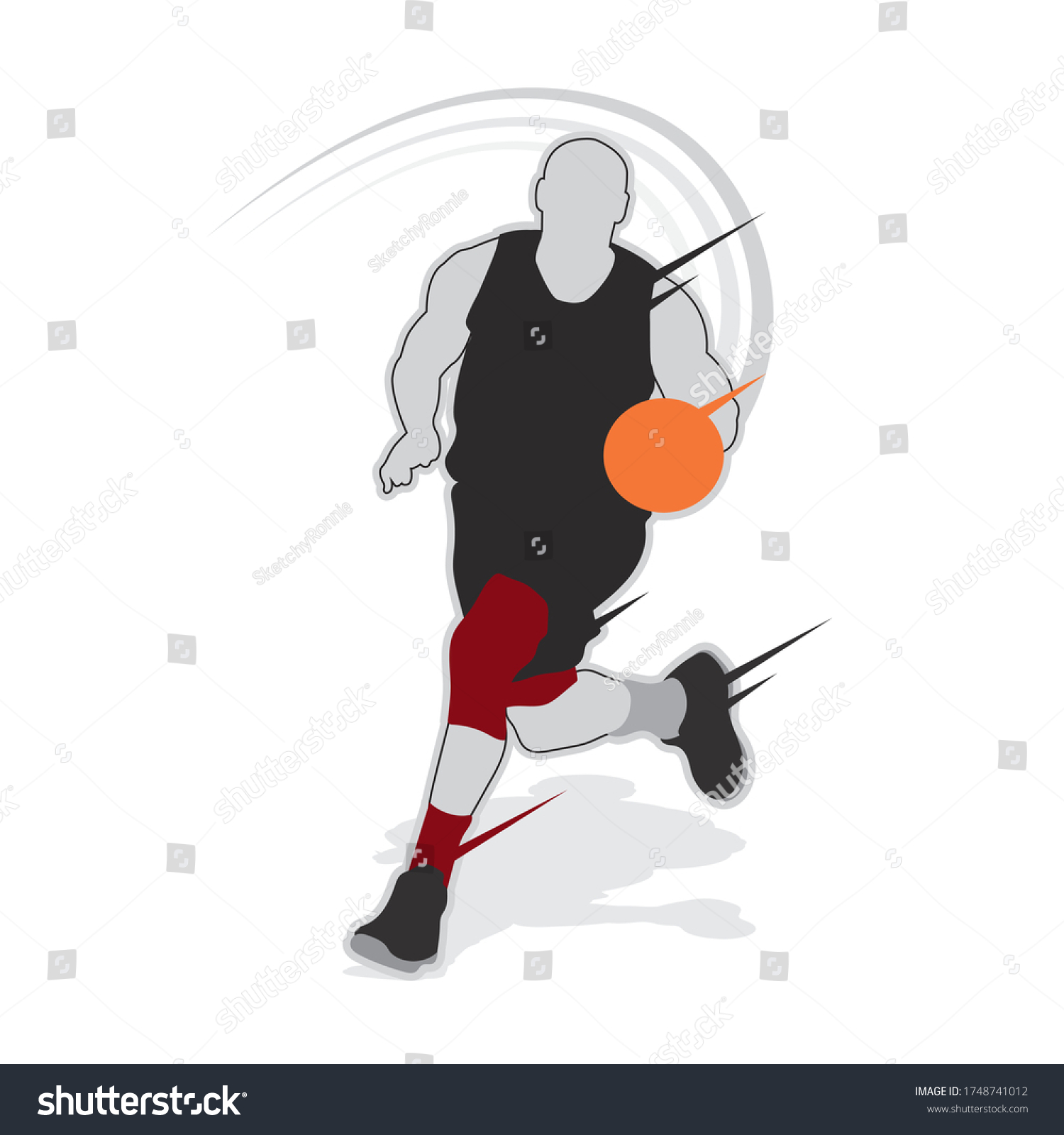 Basketball Player Shape Silhouette Vector Set Stock Vector (Royalty ...