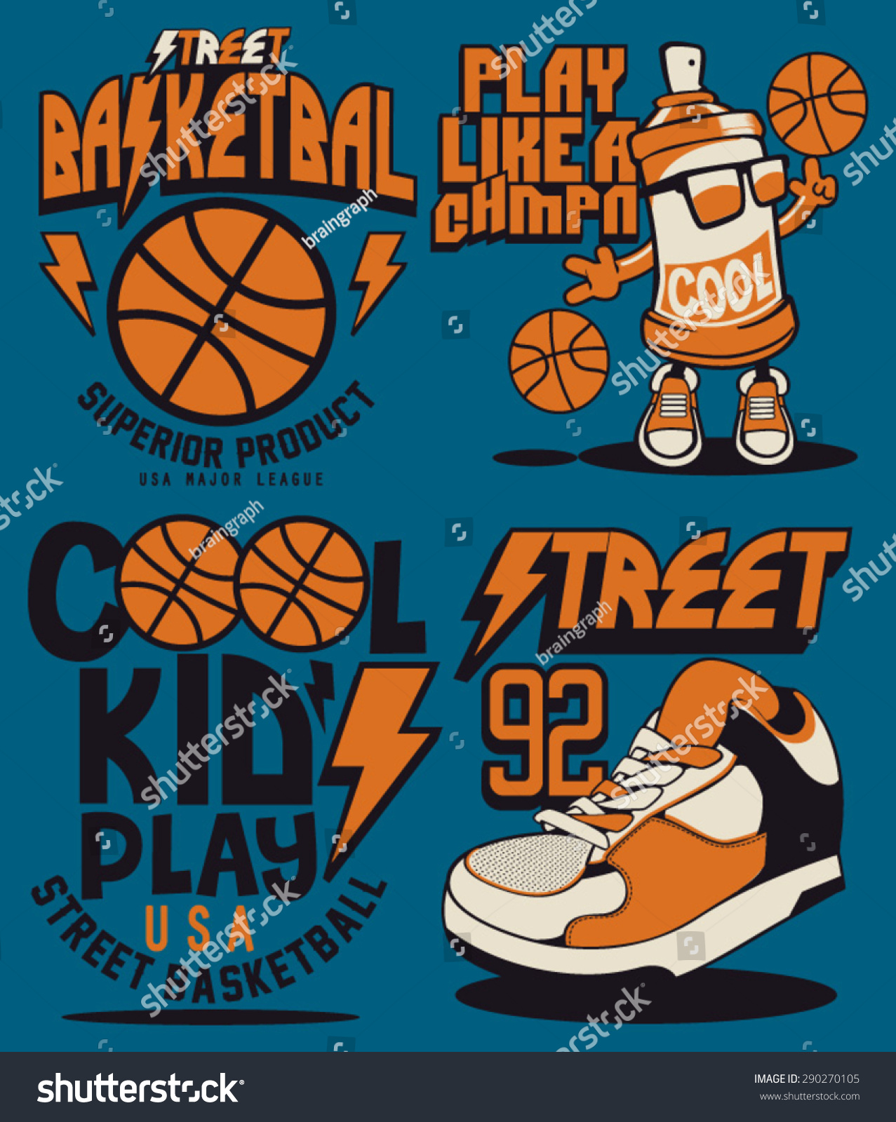 Basketball Vector Graphic Set Tee Stock Vector (Royalty Free) 290270105
