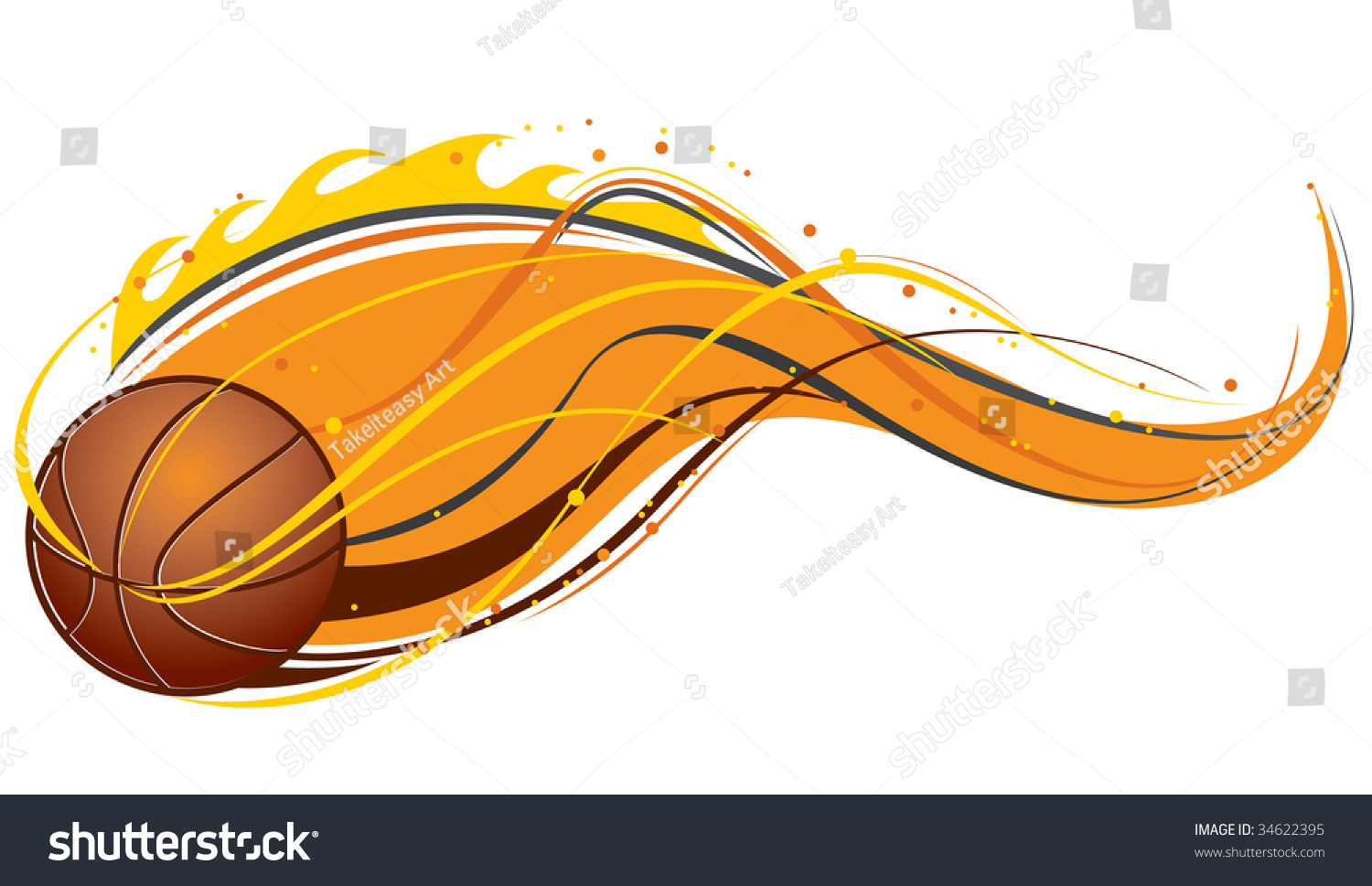 Basketball With Flame Stock Vector 34622395 : Shutterstock