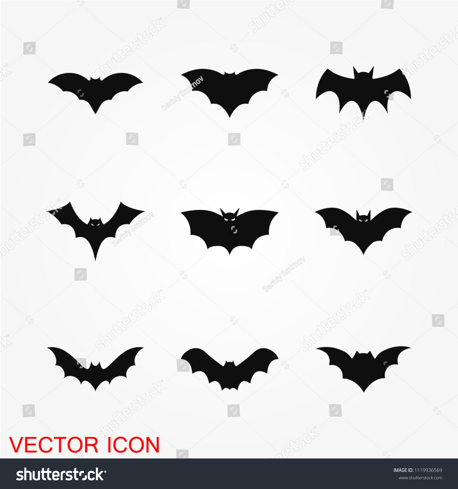 Bat Icon Vector Stock Vector (Royalty Free) 1119936569