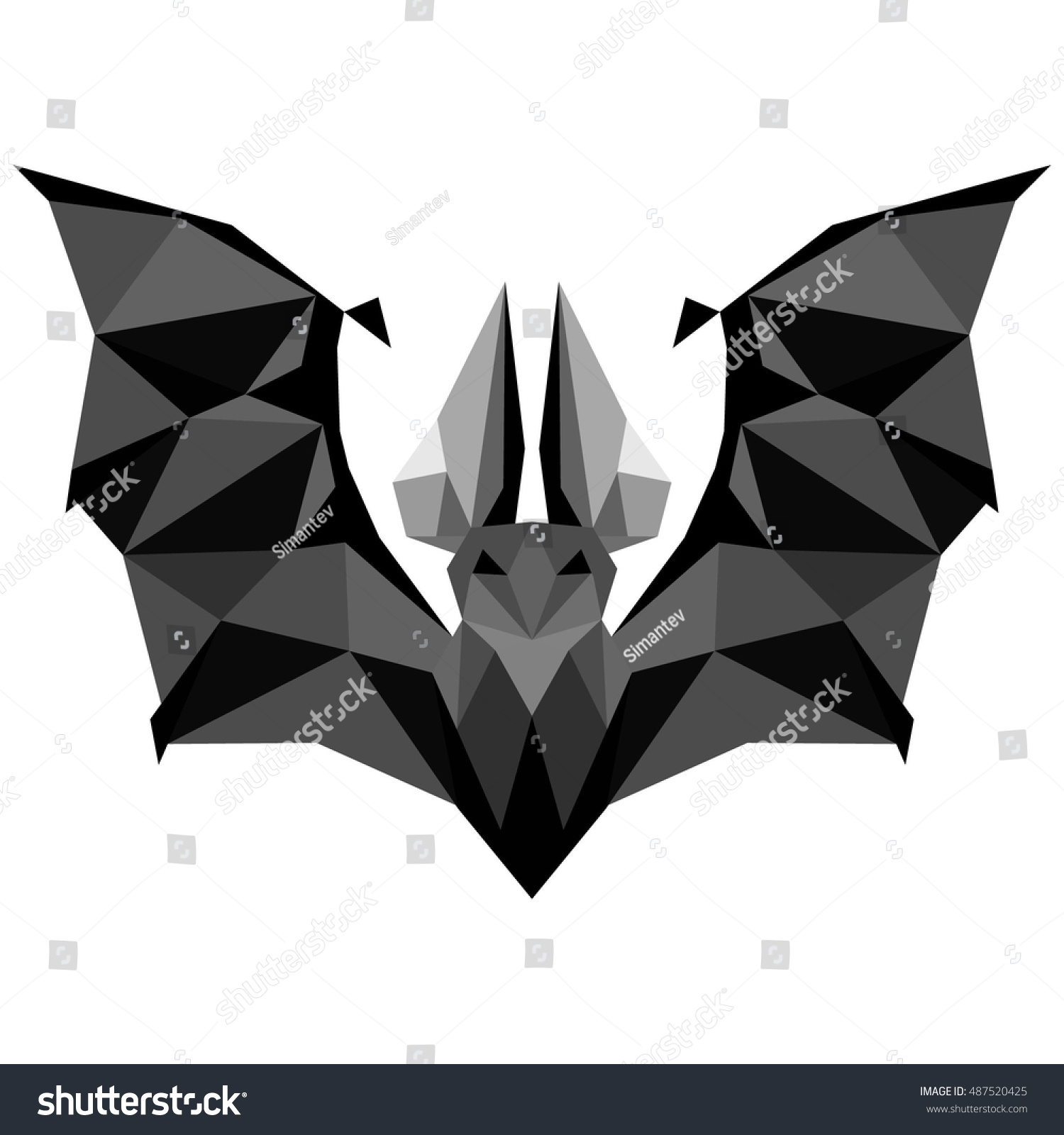 Bat Low Poly Bat Low Poly Stock Vector (Royalty Free) 487520425