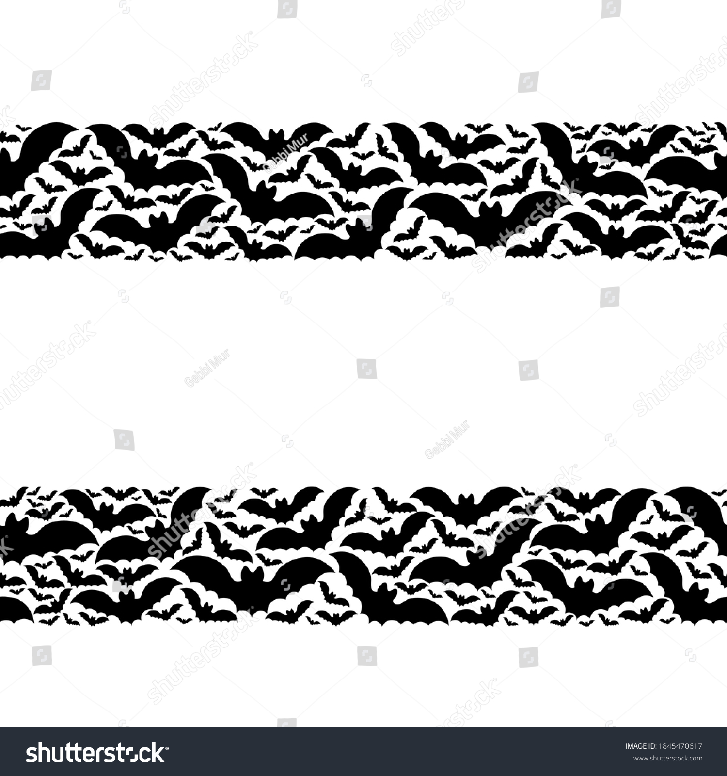 Bat Silhouette Seamless Horizontal Border Repeating Stock Vector ...
