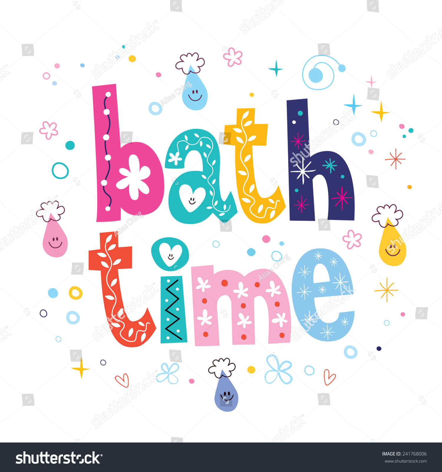 Bath Time Decorative Lettering Type Design Stock Vector 241768006 ...