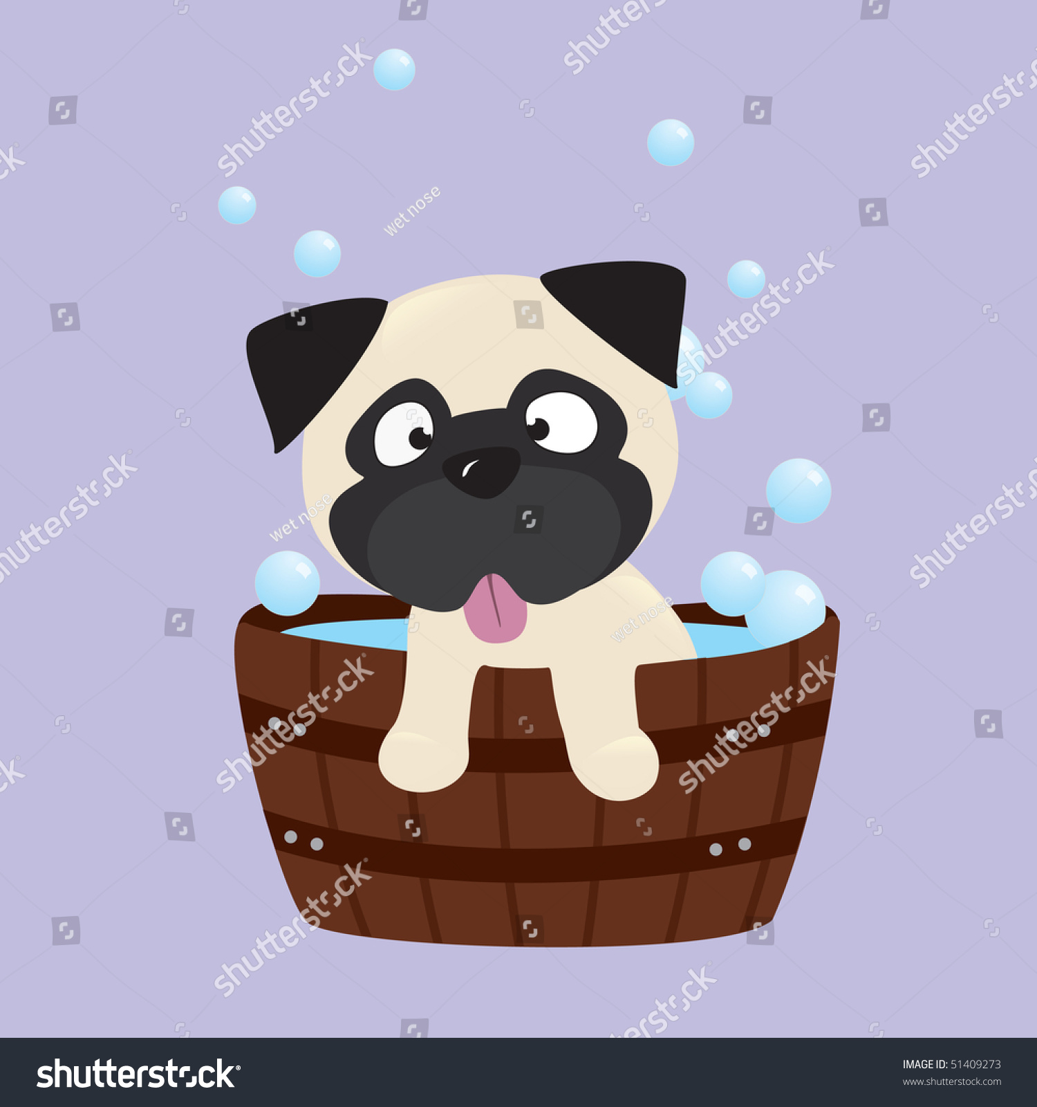 Bath Time Pug Puppy Stock Vector (Royalty Free) 51409273