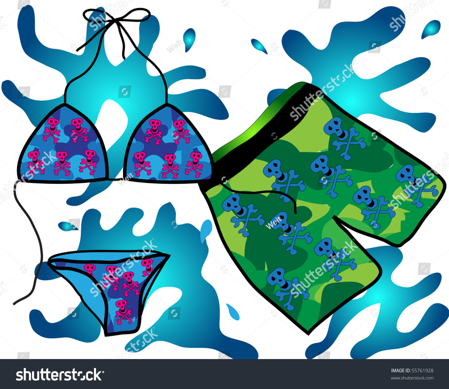 Bathing Suit Skulls Stock Vector (Royalty Free) 55761928 | Shutterstock