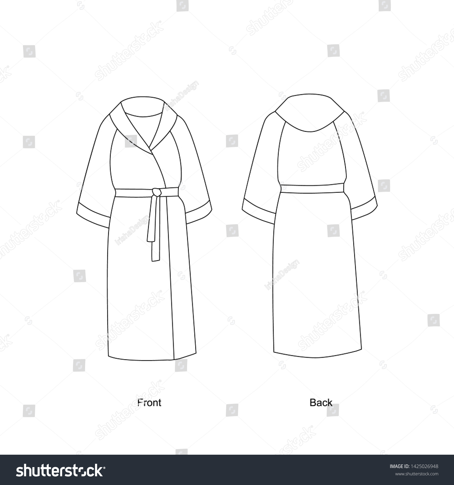 Bathrobe Hood Technical Drawing Vector Stock Vector (Royalty Free ...