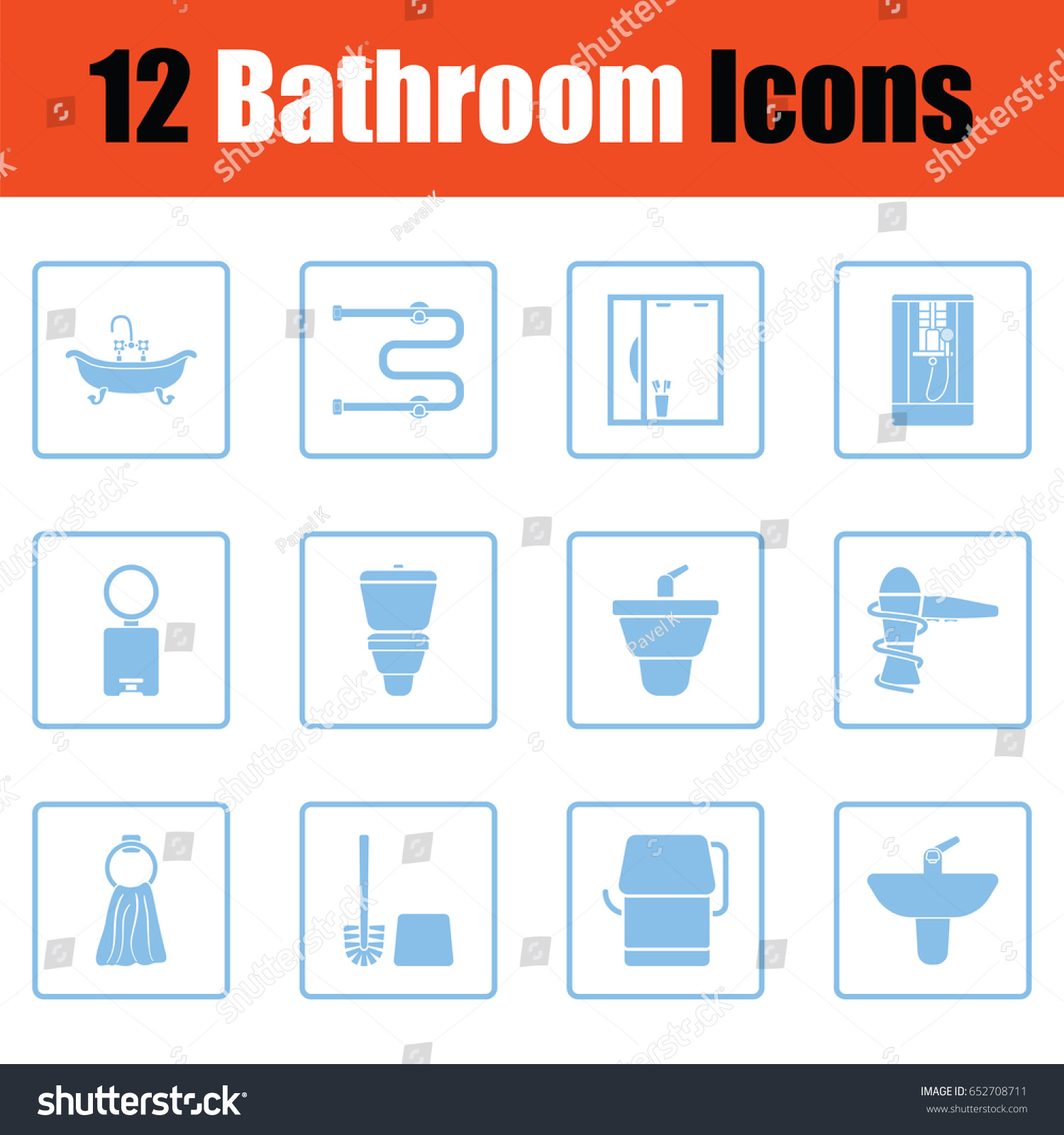 Bathroom Icon Set Blue Frame Design Stock Vector (Royalty Free ...