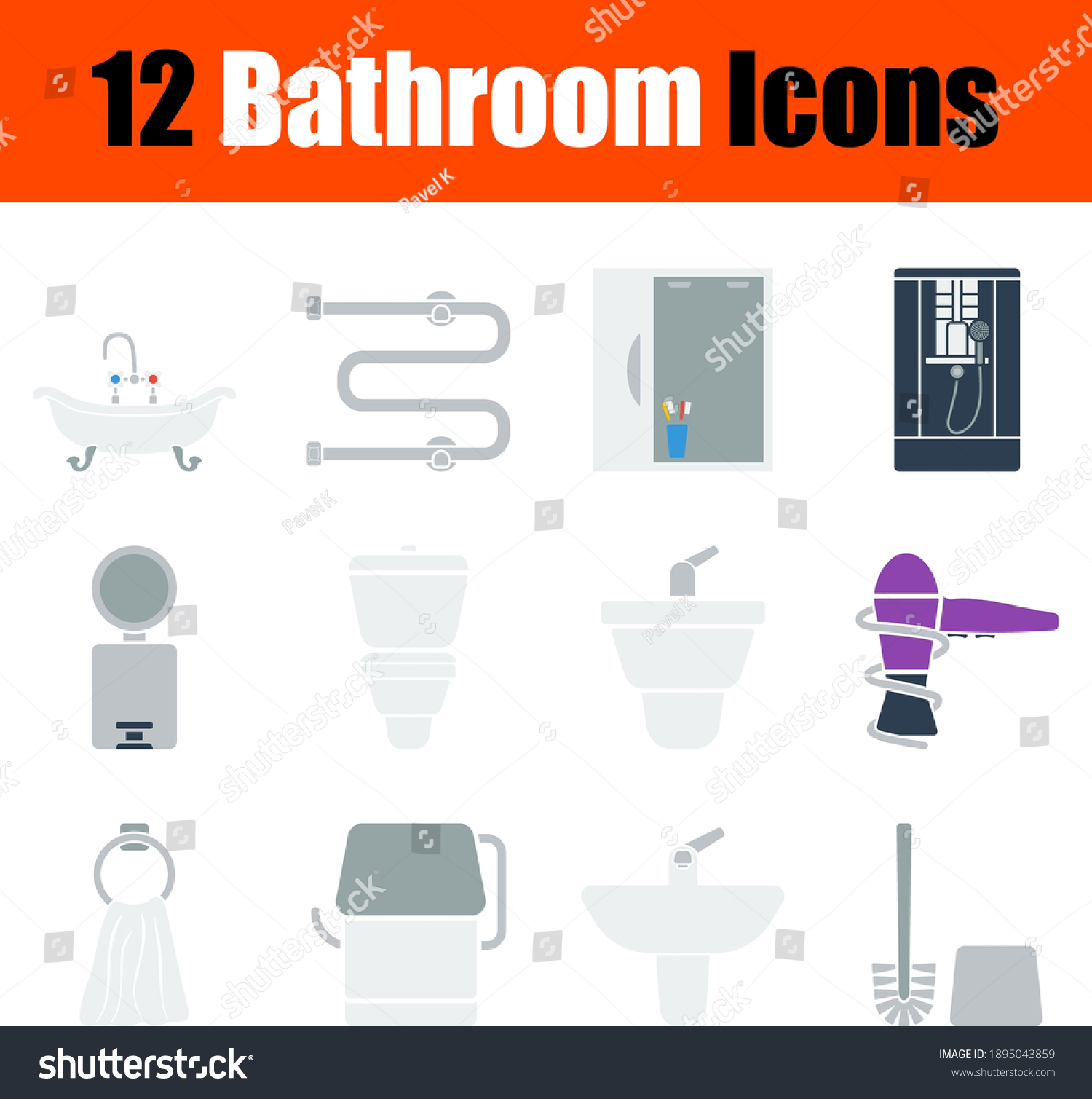 Bathroom Icon Set Flat Design Fully Stock Vector (Royalty Free ...