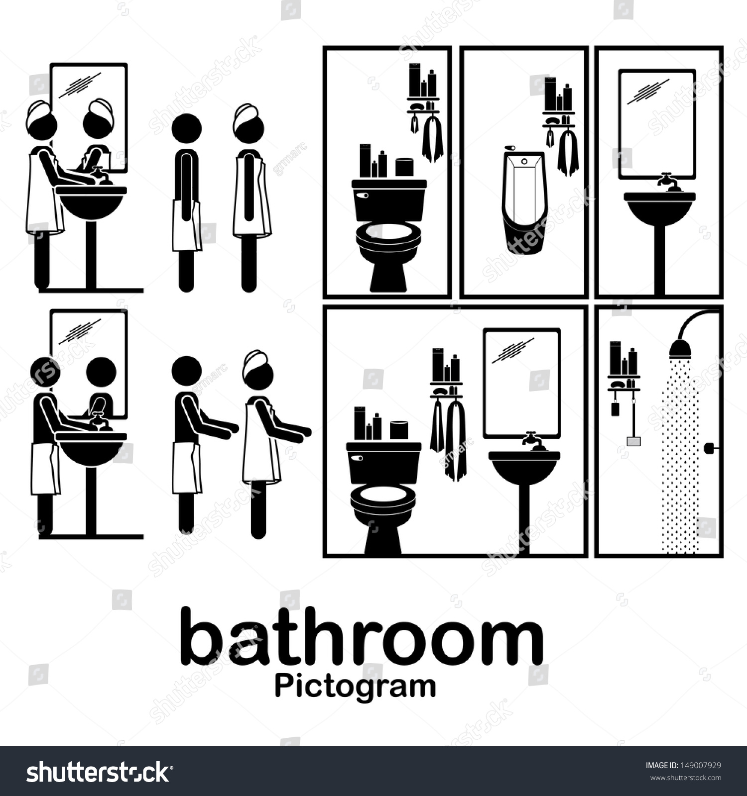 Bathroom Pictogram Over White Background Vector Stock Vector 149007929