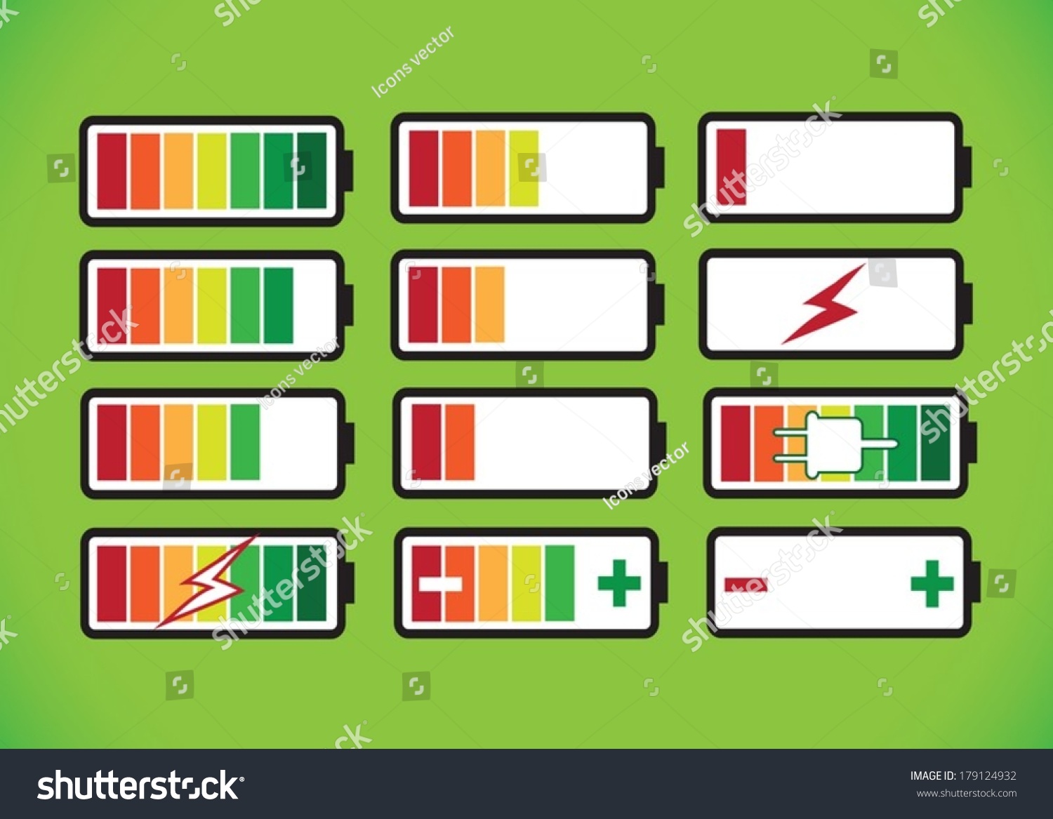 Battery Charge Level Indicators Set Vector Stock Vector (Royalty Free ...