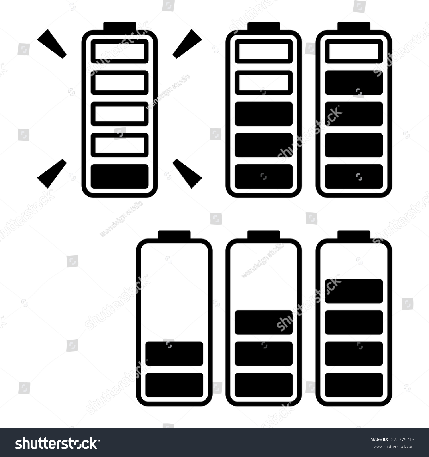 Battery Charging Indicator Icon Set Stock Vector (Royalty Free ...