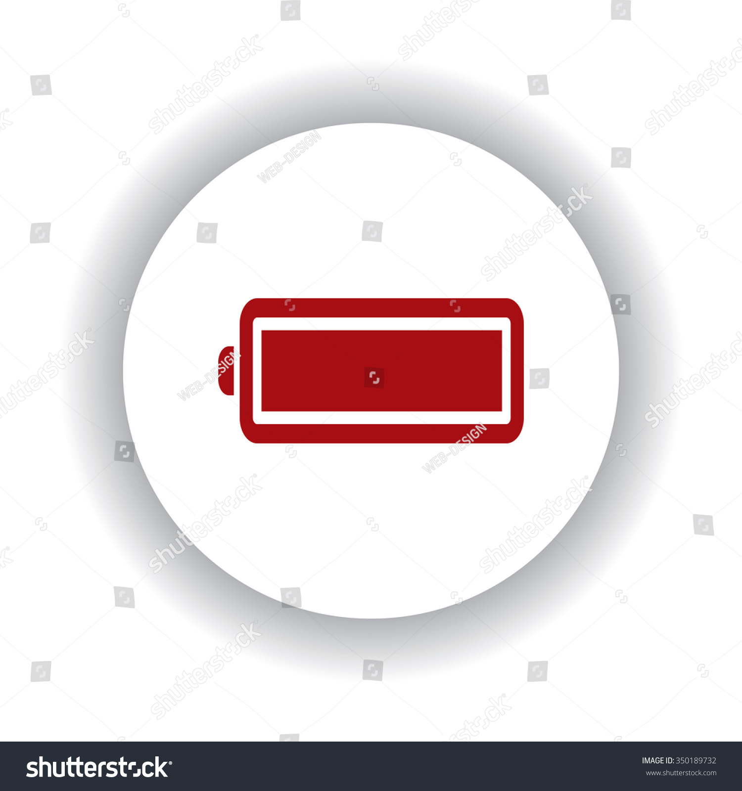 Battery Icon Red Isolated White Background Stock Vector (Royalty Free ...
