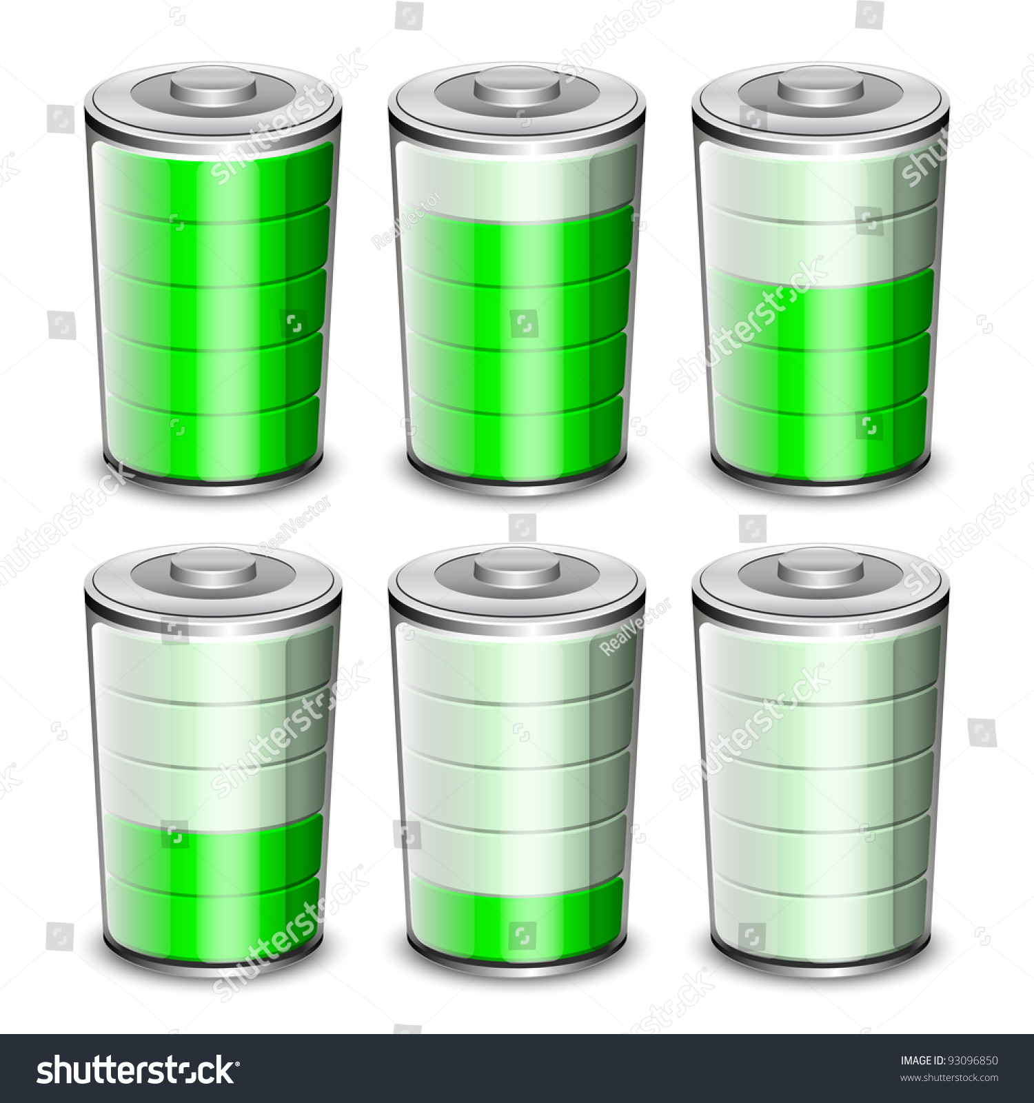 Battery Levels Icons Set Vector Illustration Stock Vector (Royalty Free ...