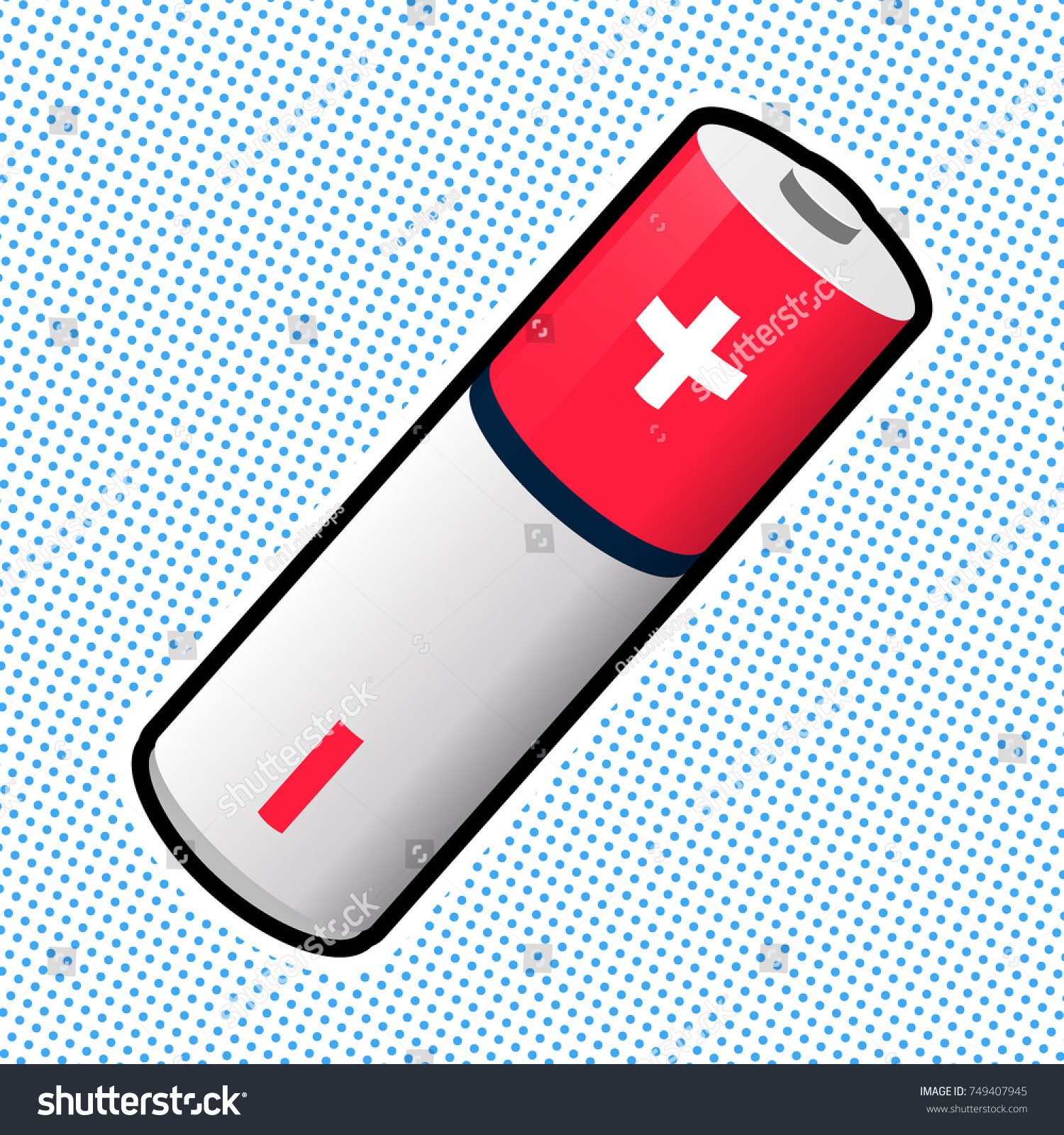 Battery Pop Art Vector Illustration Stock Vector (Royalty Free) 749407945