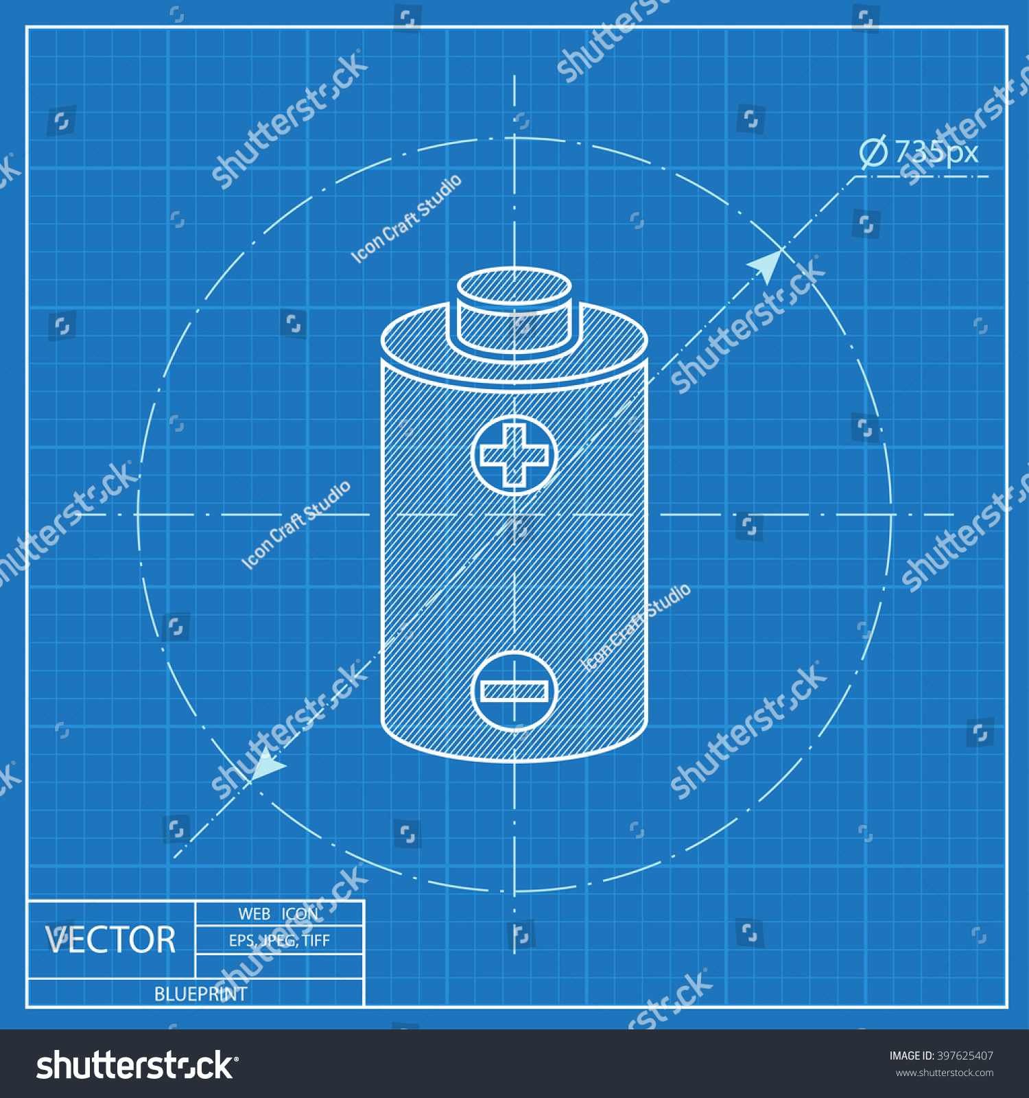 Battery Power Vector Blueprint Icon Stock Vector (Royalty Free ...