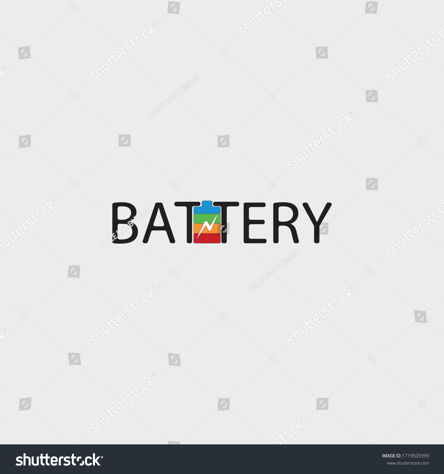 Battery Typography Logo Vector Design Template Stock Vector (Royalty ...