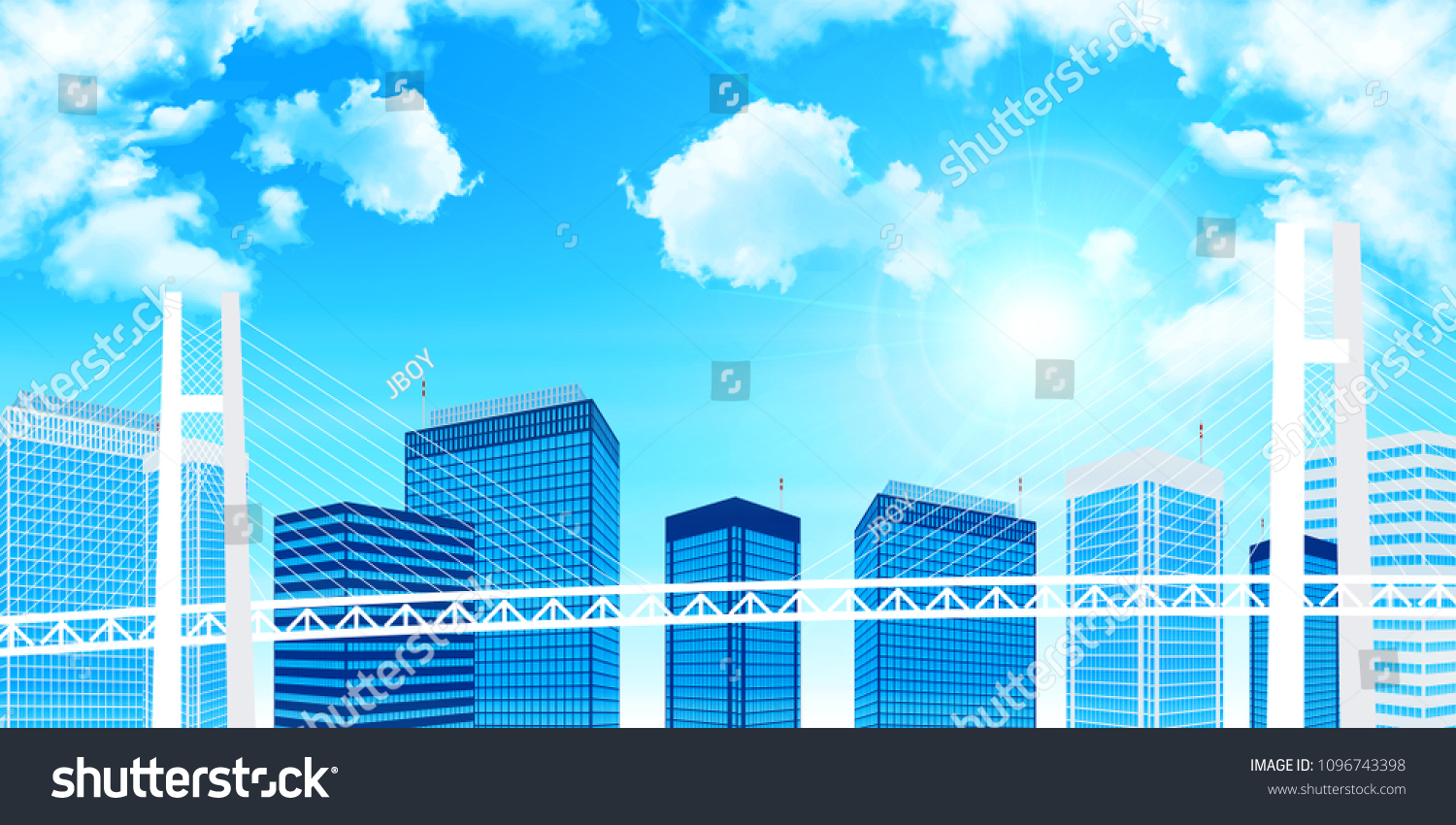 Bay Bridge Bridge Ocean Background Stock Vector (Royalty Free) 1096743398