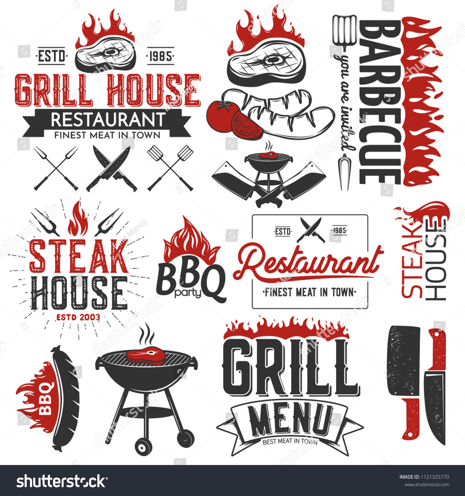 Bbq Elements Isolated On Whitevector Illustration Stock Vector (Royalty ...