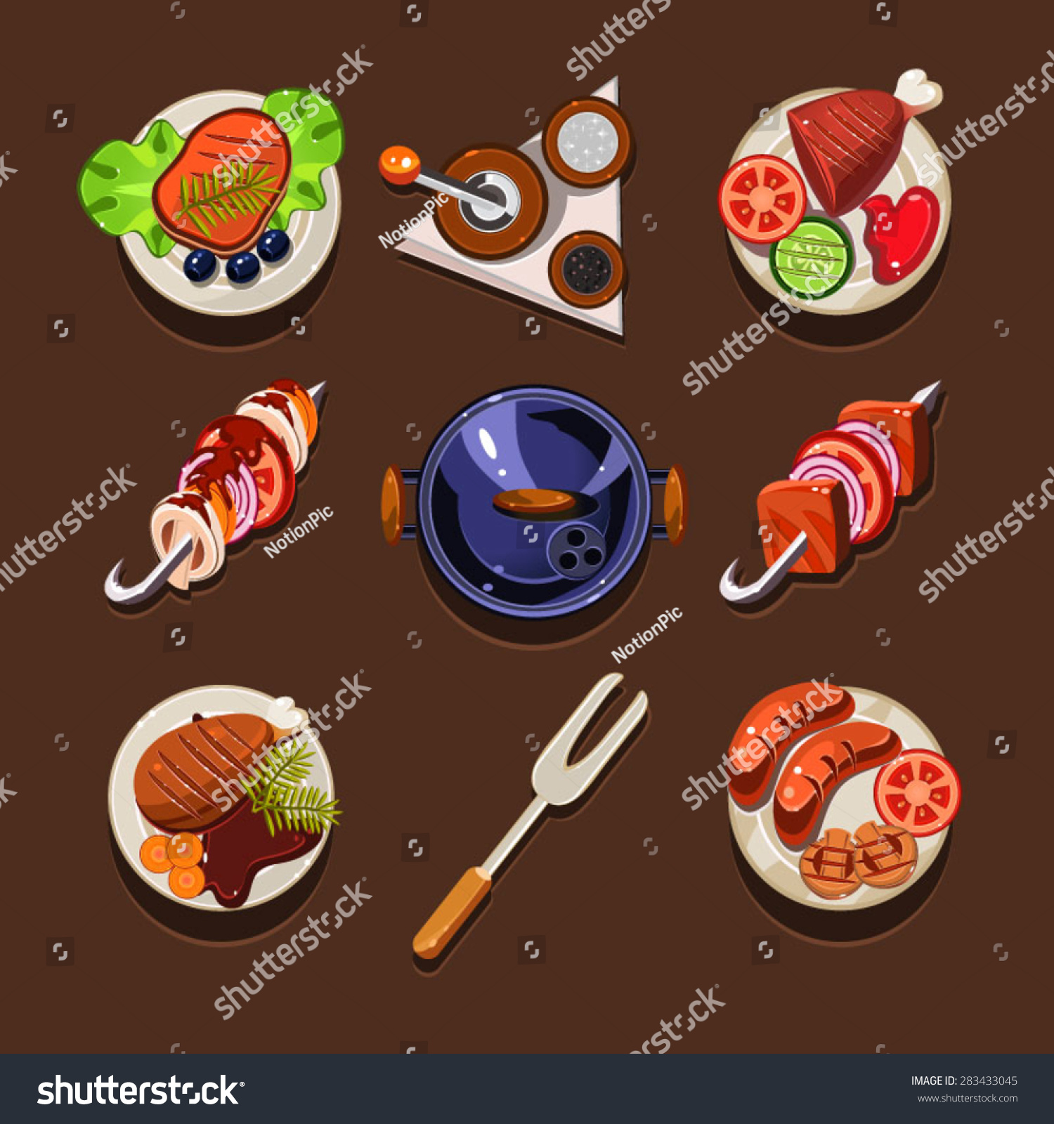 Bbq Food Vector Set Stock Vector (Royalty Free) 283433045