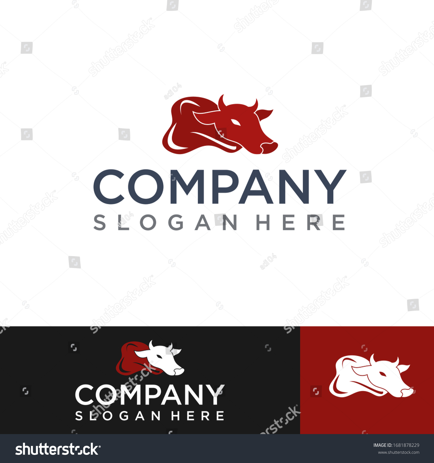 Bbq Logo Cow Head Design Vector Stock Vector (Royalty Free) 1681878229