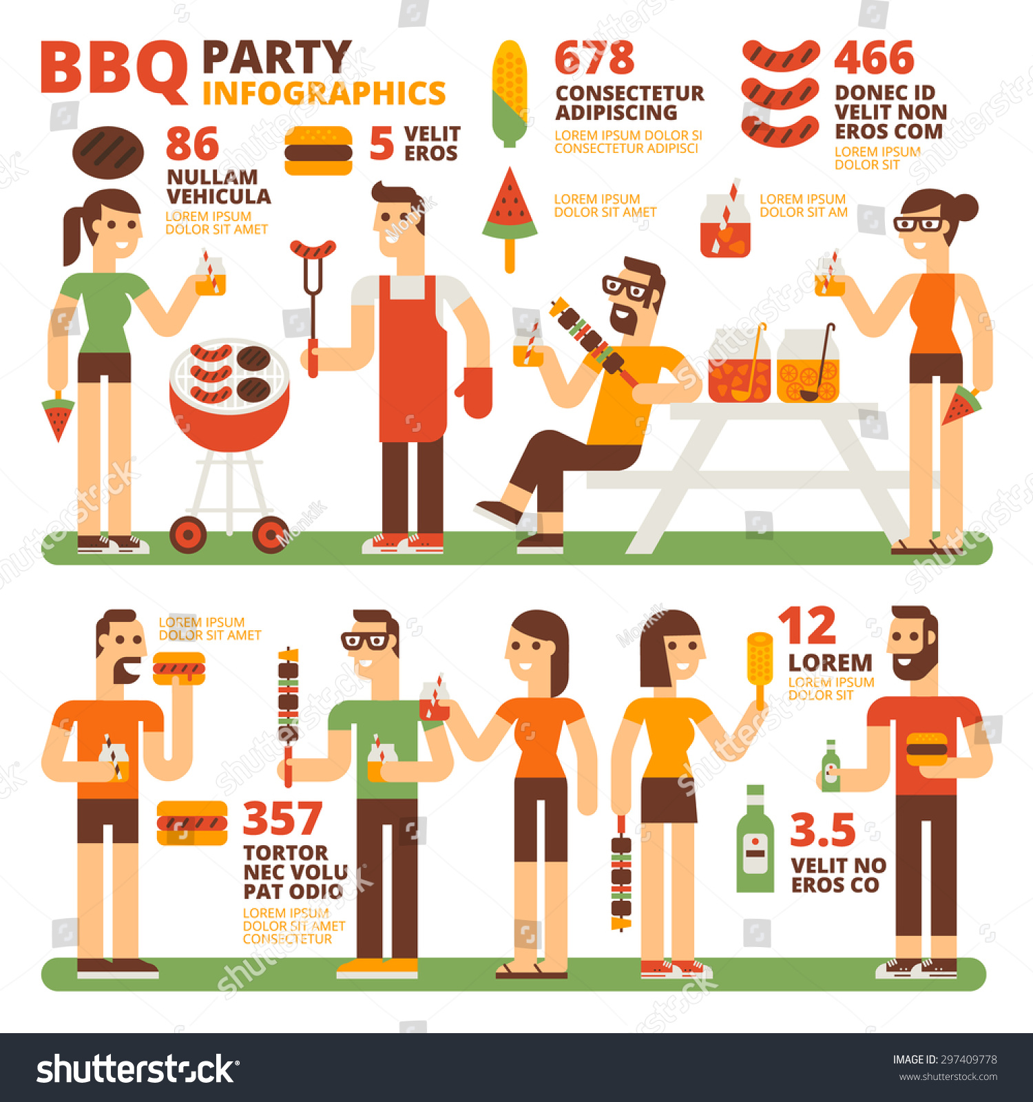 Vektor Stok Bbq Party Infographics (Tanpa Royalti) 297409778 | Shutterstock