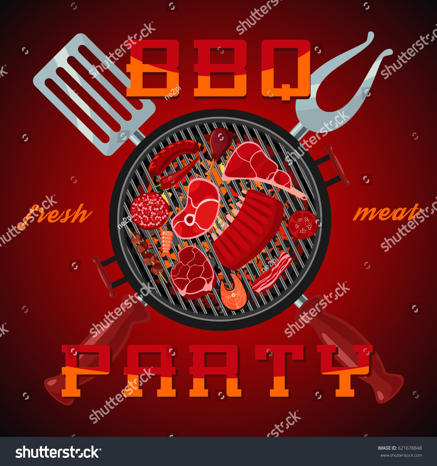 Bbq Party Vector Banner Barbeque 库存矢量图（免版税）621678848 | Shutterstock