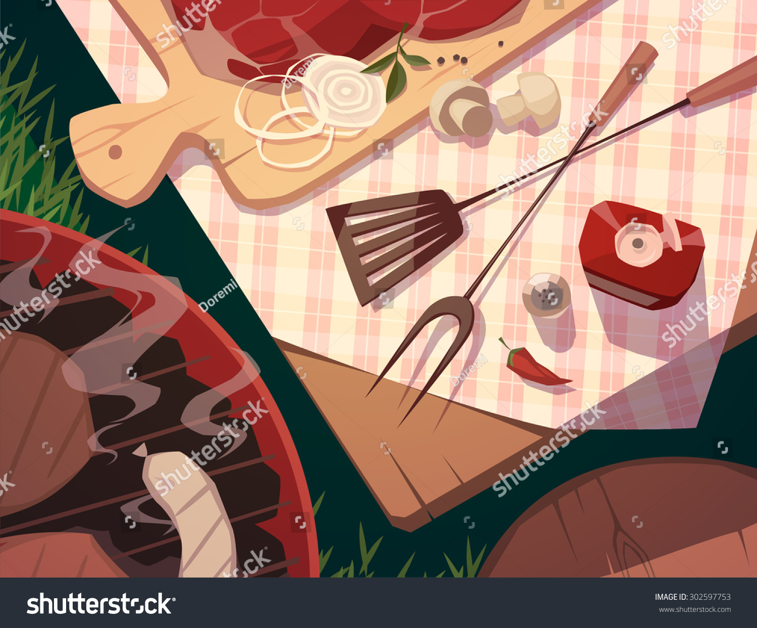 Bbq Party Vector Illustration Stock Vector (Royalty Free) 302597753