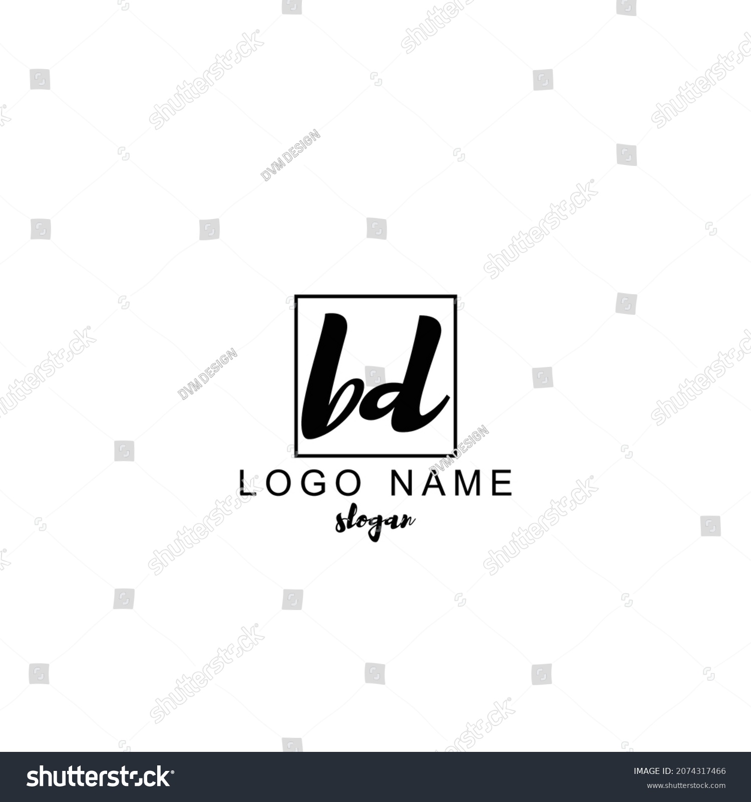 Bd Initial Handwriting Logo Design Template Stock Vector (Royalty Free ...