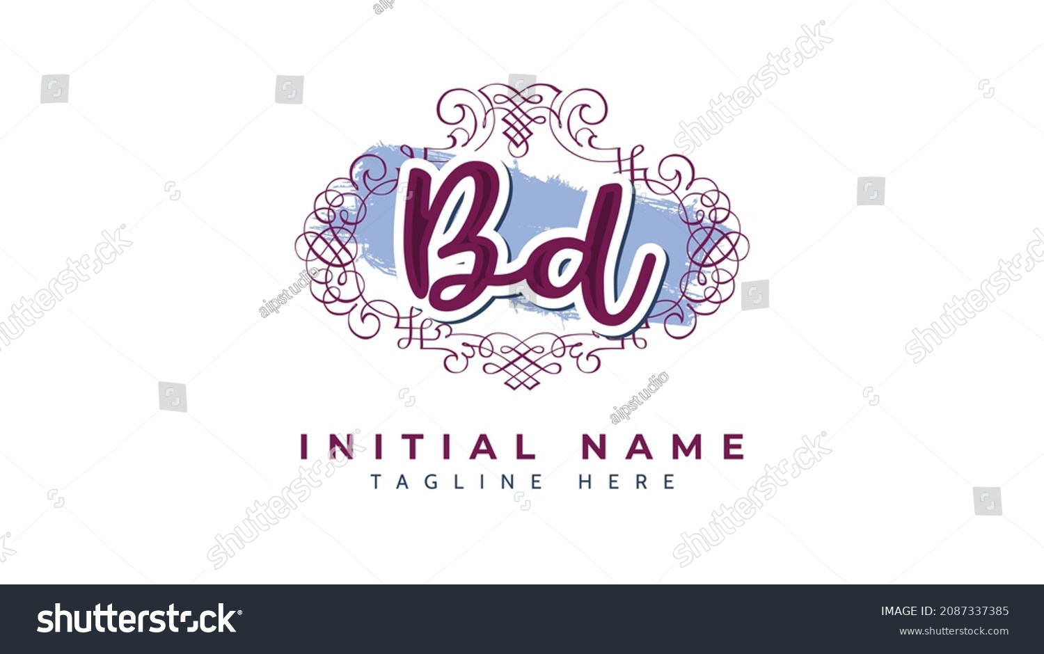 Bd Initials Handwriting Logo Vector Stock Vector (Royalty Free) 2087337385