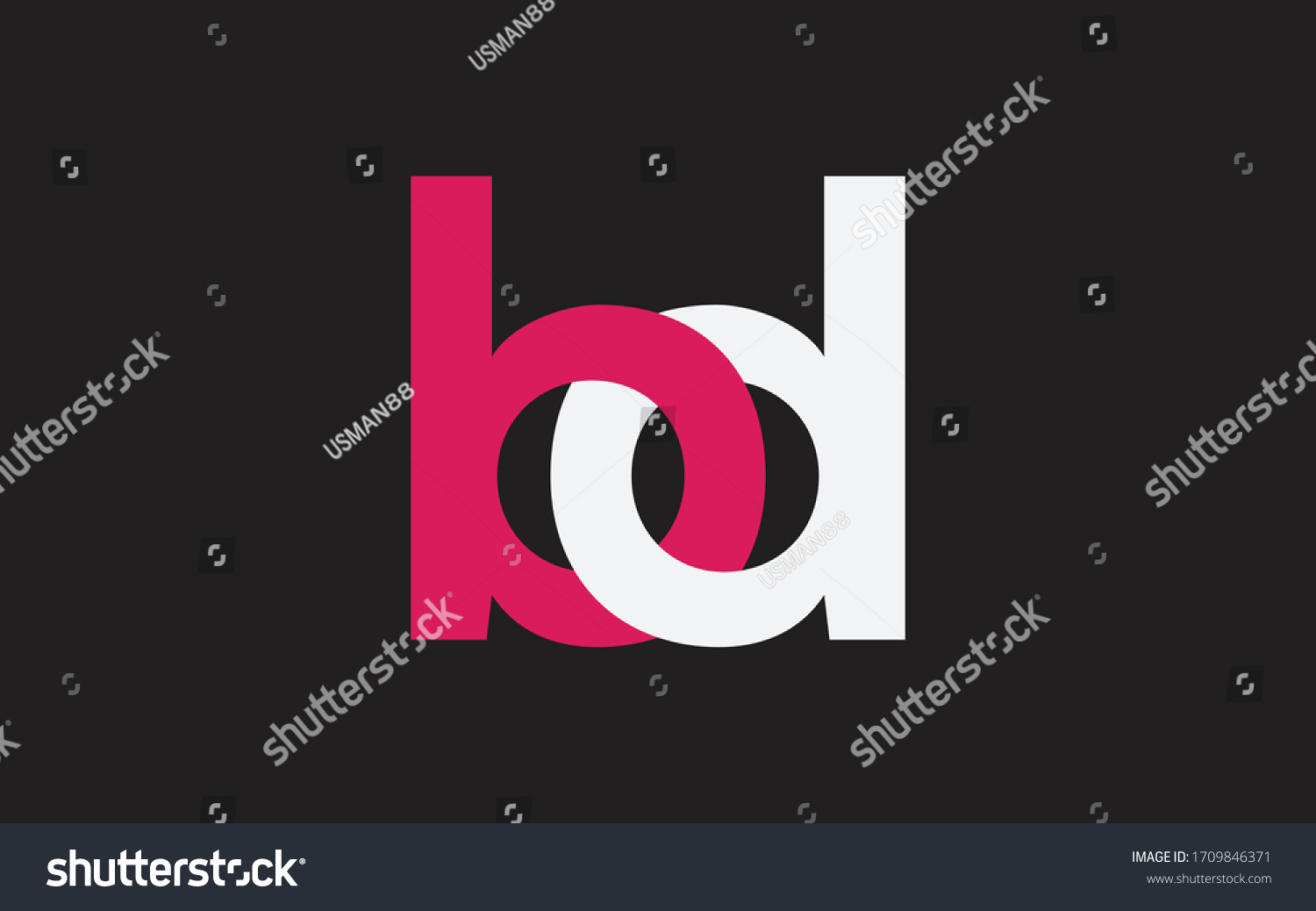 Bd Db B D Lowercase Letter Stock Vector (Royalty Free) 1709846371