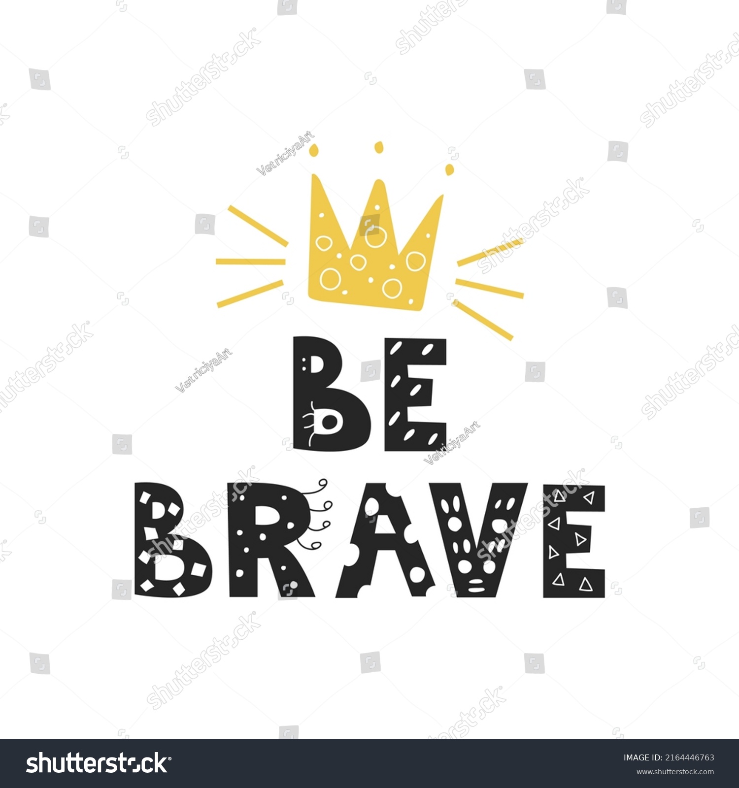Be Brave Hand Lettering Doodle Style Stock Vector (Royalty Free ...