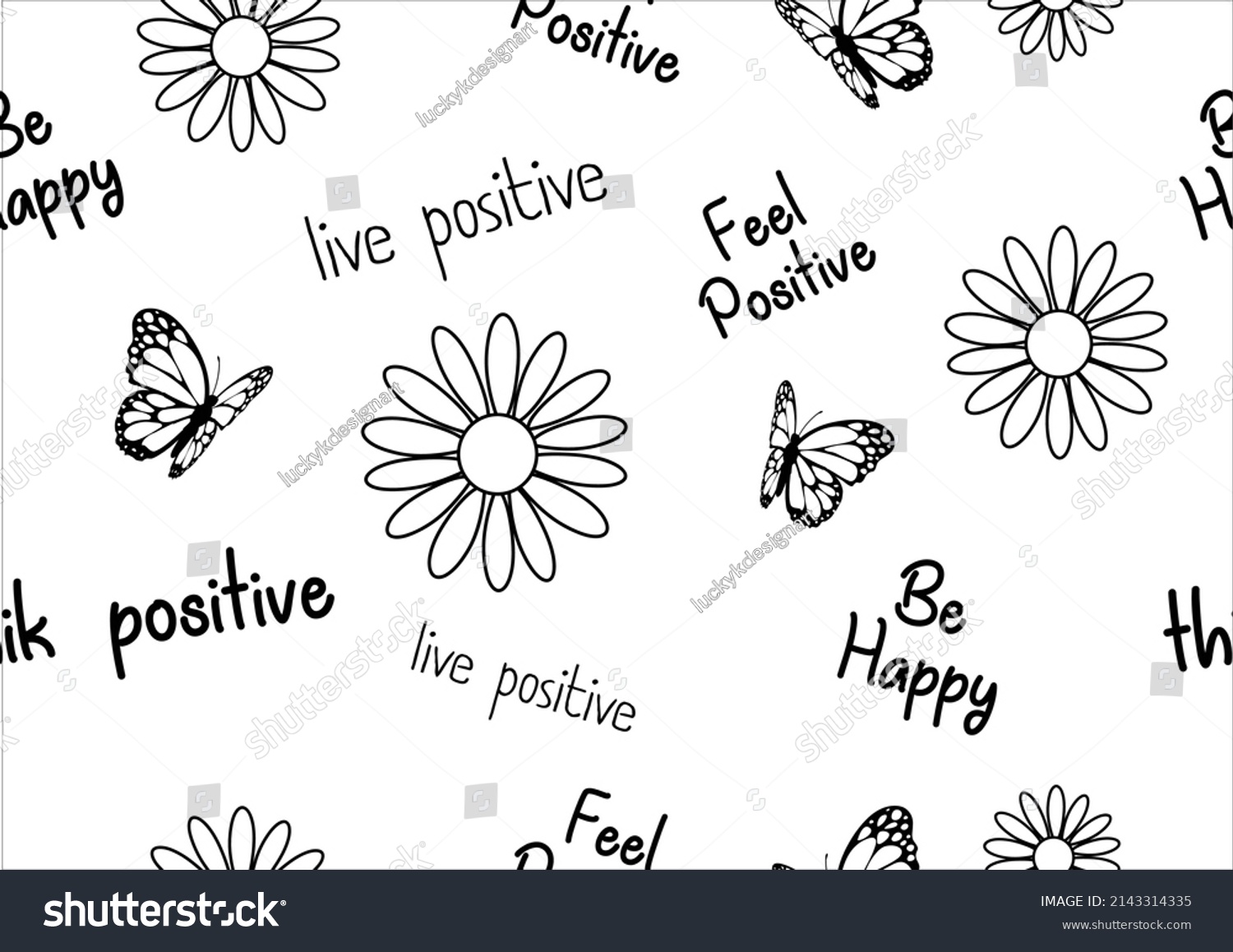Be Positive Flower Vector Hand Drawn Stock Vector (Royalty Free ...