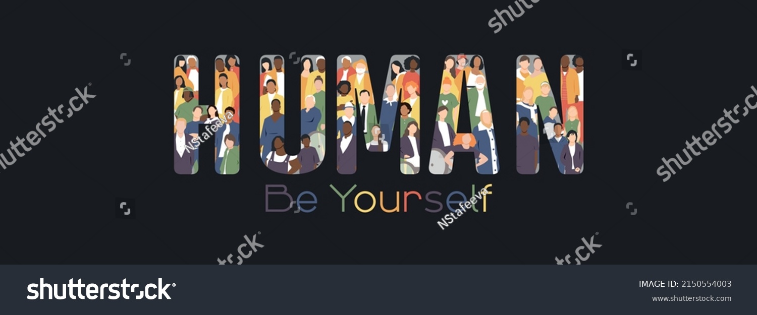 Be Yourself Banner Flat Vector Illustration Stock Vector (Royalty Free ...