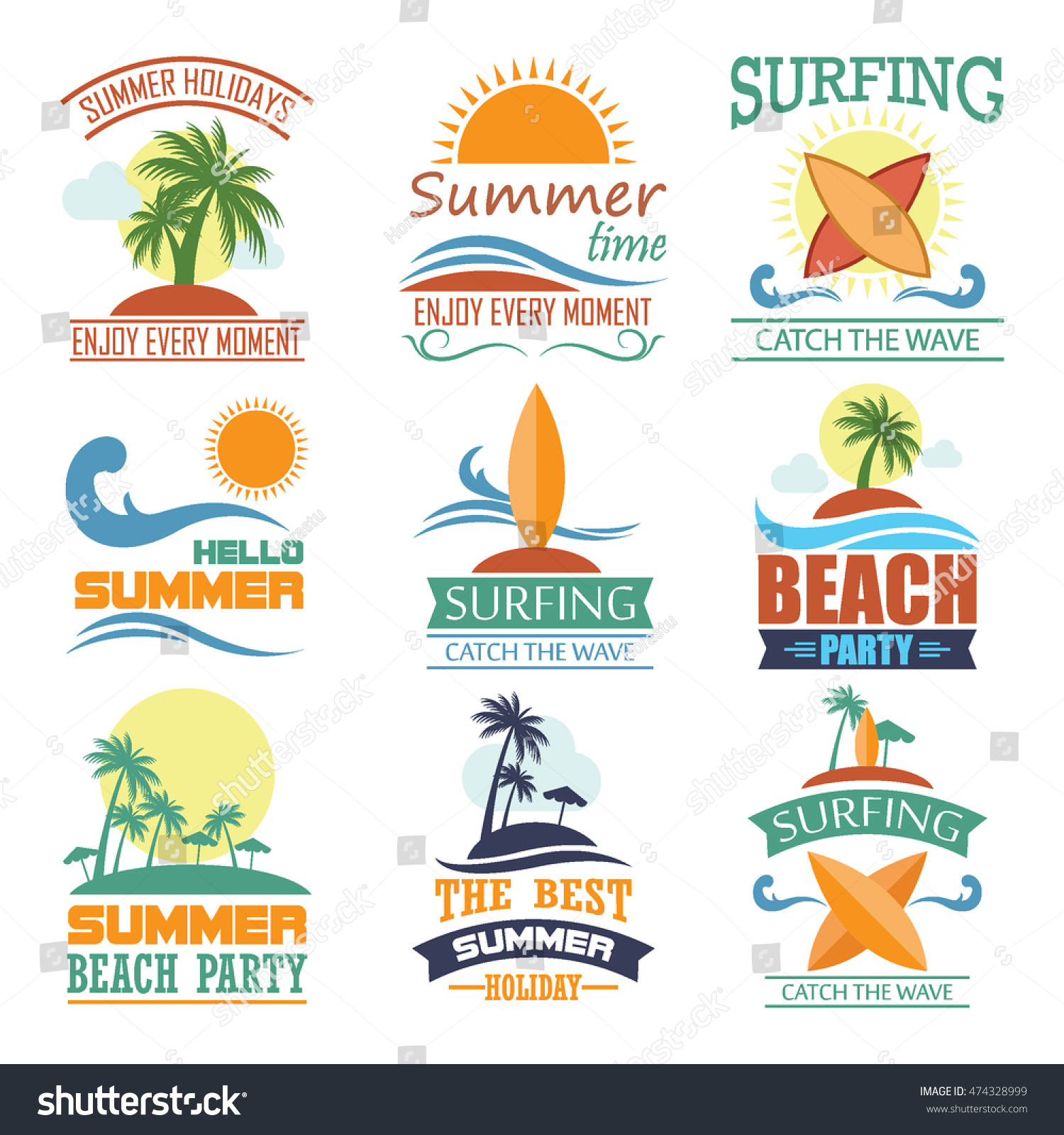 Beach Badges: vector de stock (libre de regalías) 474328999 | Shutterstock