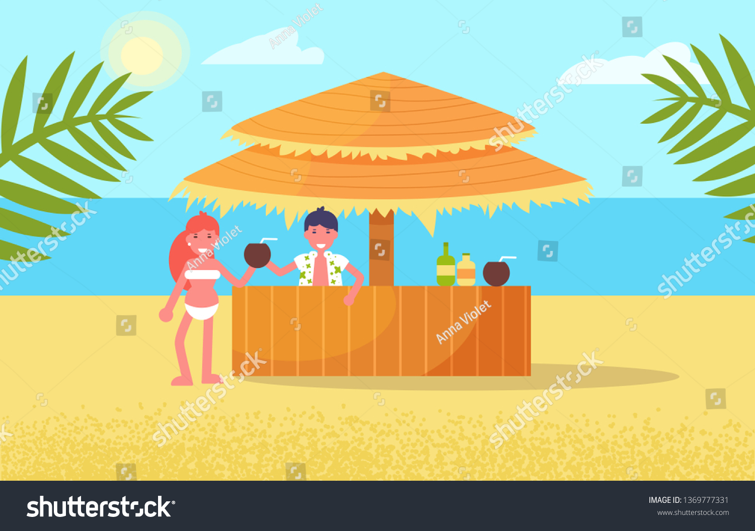 Beach Barvector Cartoon Isolated Art Stock Vector (Royalty Free ...
