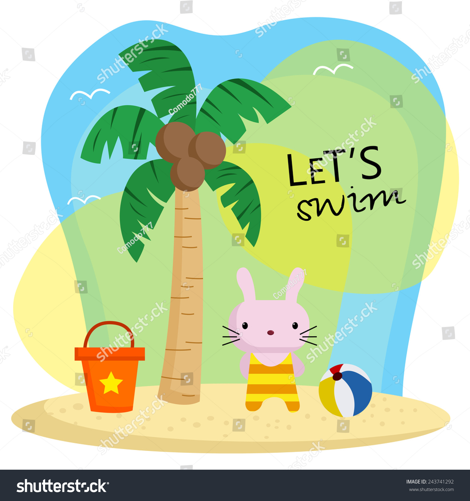 Beach Bunny Stock Vector (Royalty Free) 243741292
