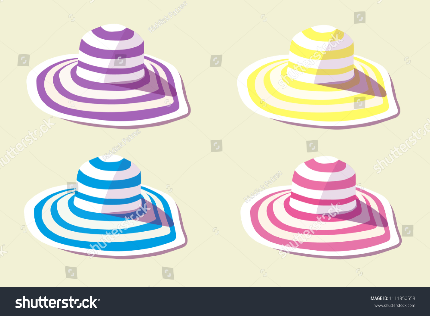 Beach Hats Vector Illustration Stock Vector (Royalty Free) 1111850558