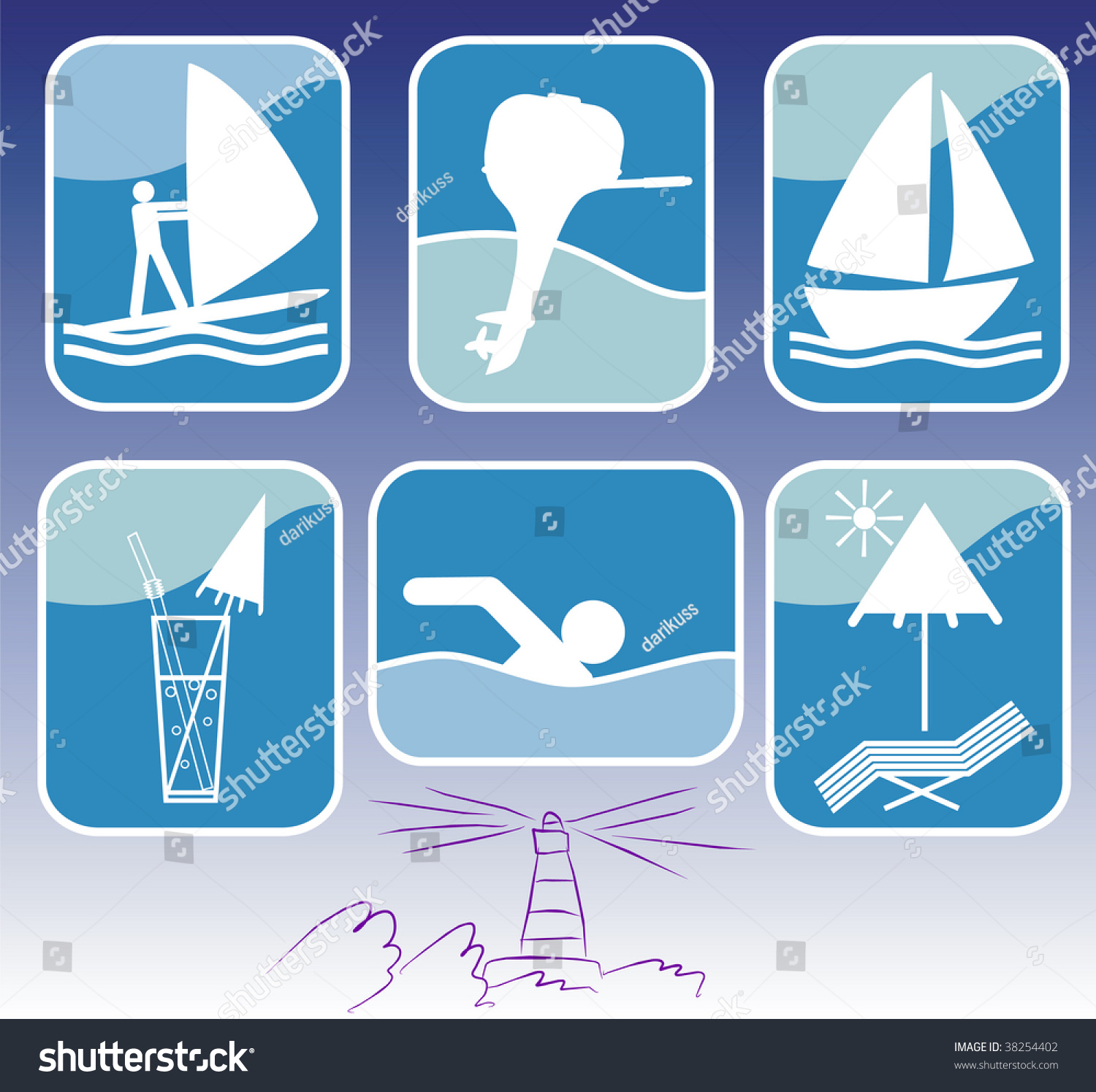 Beach Holiday Icon Vector Set Stock Vector (Royalty Free) 38254402 ...
