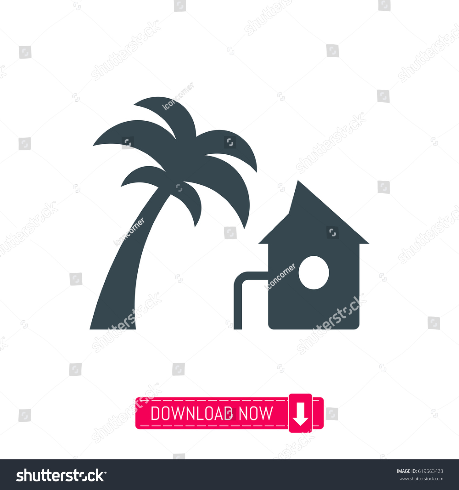 Beach House Icon Vector Stock Vector (Royalty Free) 619563428 ...
