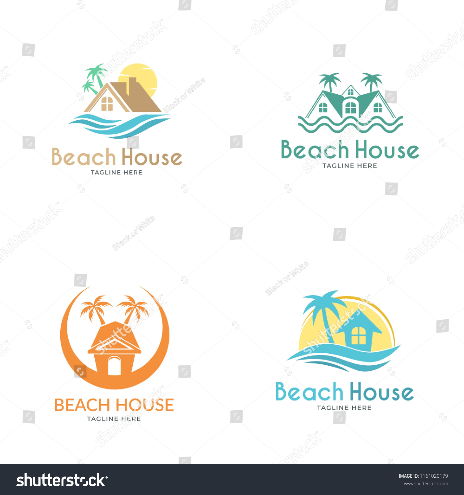 Beach House Logo Stock Vector (Royalty Free) 1161020179