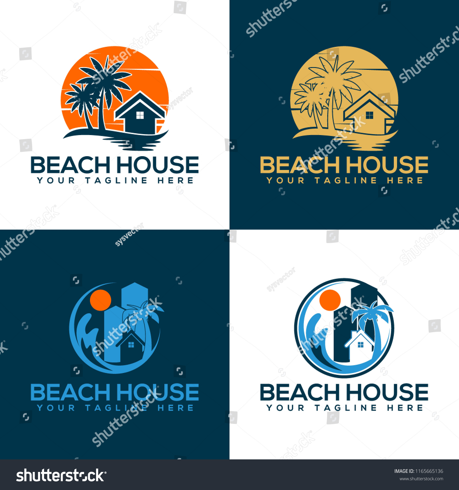 Beach House Logo Design Template Vector Stock Vector (Royalty Free ...