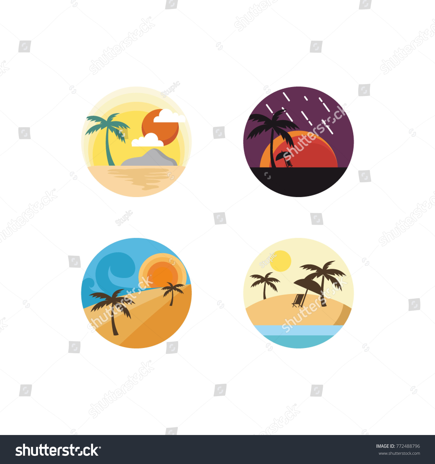 Beach Icon Color Vector Illustration Stock Vector (Royalty Free) 772488796