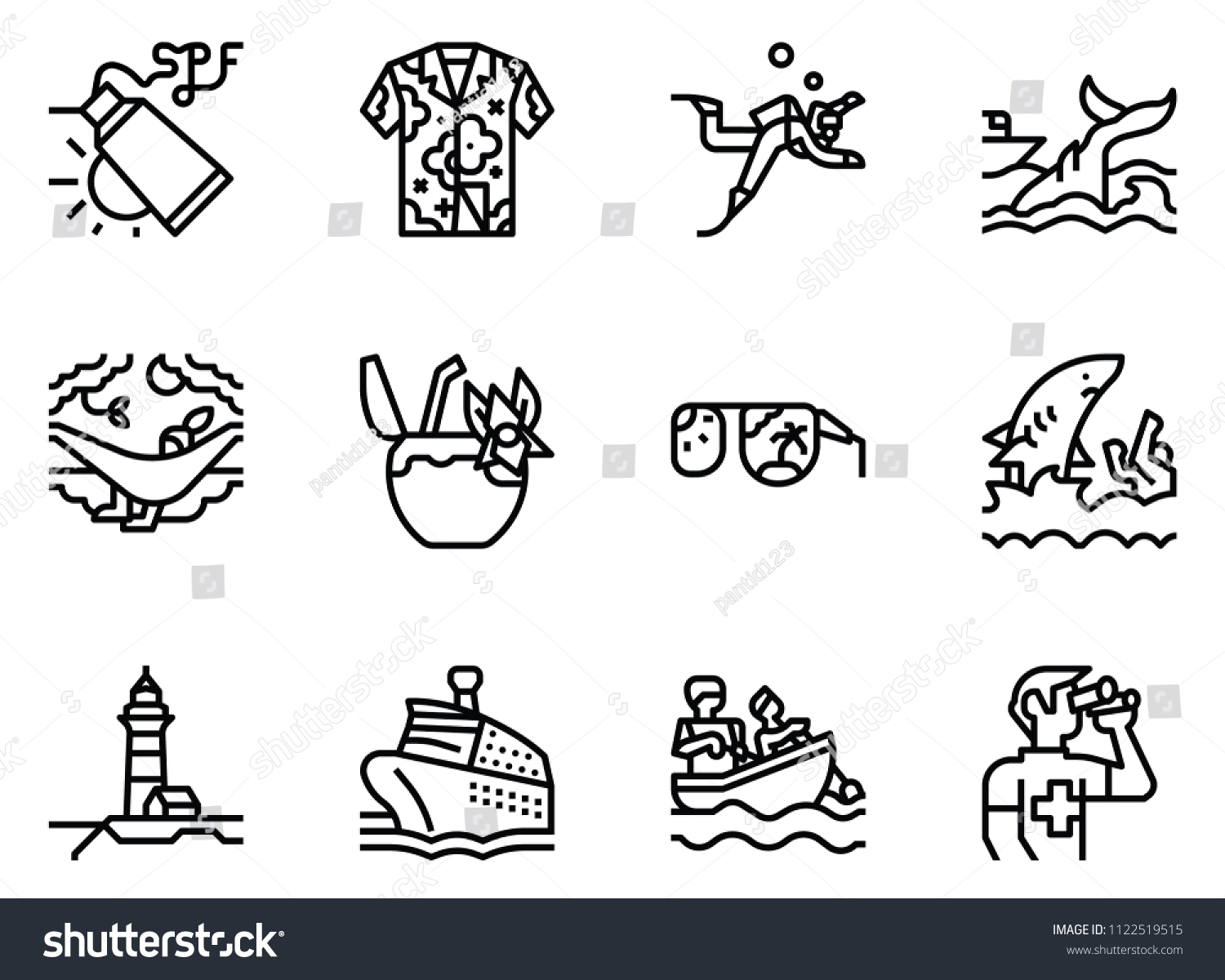 Beach Icon Set Vector Eps10 Stock Vector (Royalty Free) 1122519515 ...